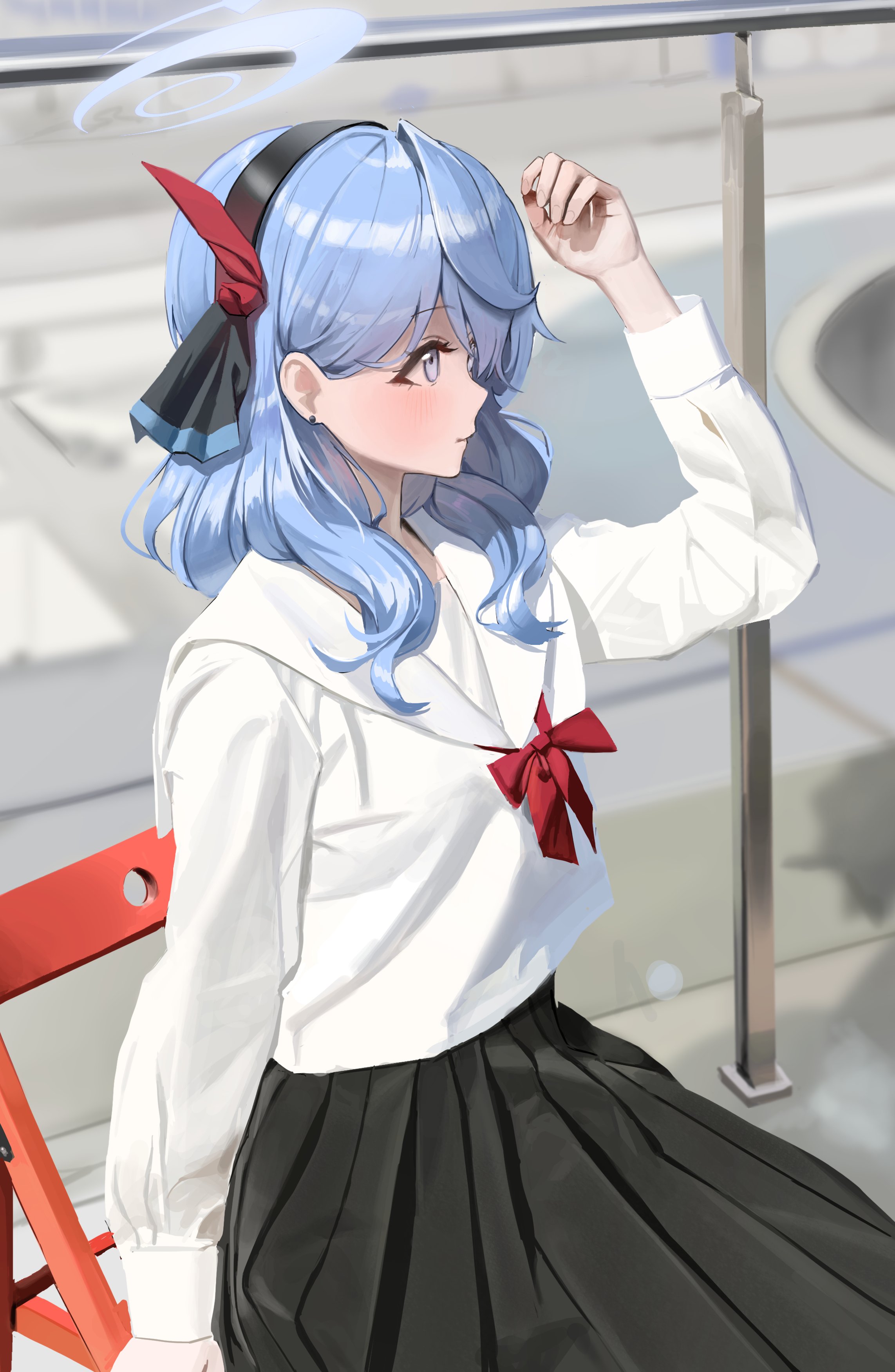 Safebooru - 1girl absurdres ako (blue archive) alternate costume black skirt blue archive blue ...