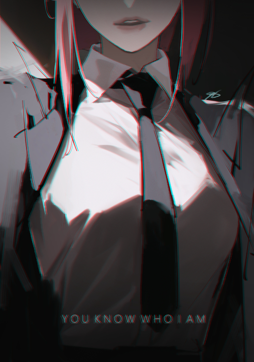 Safebooru - 1girl 96yottea black jacket black necktie chainsaw man chromatic aberration collared ...