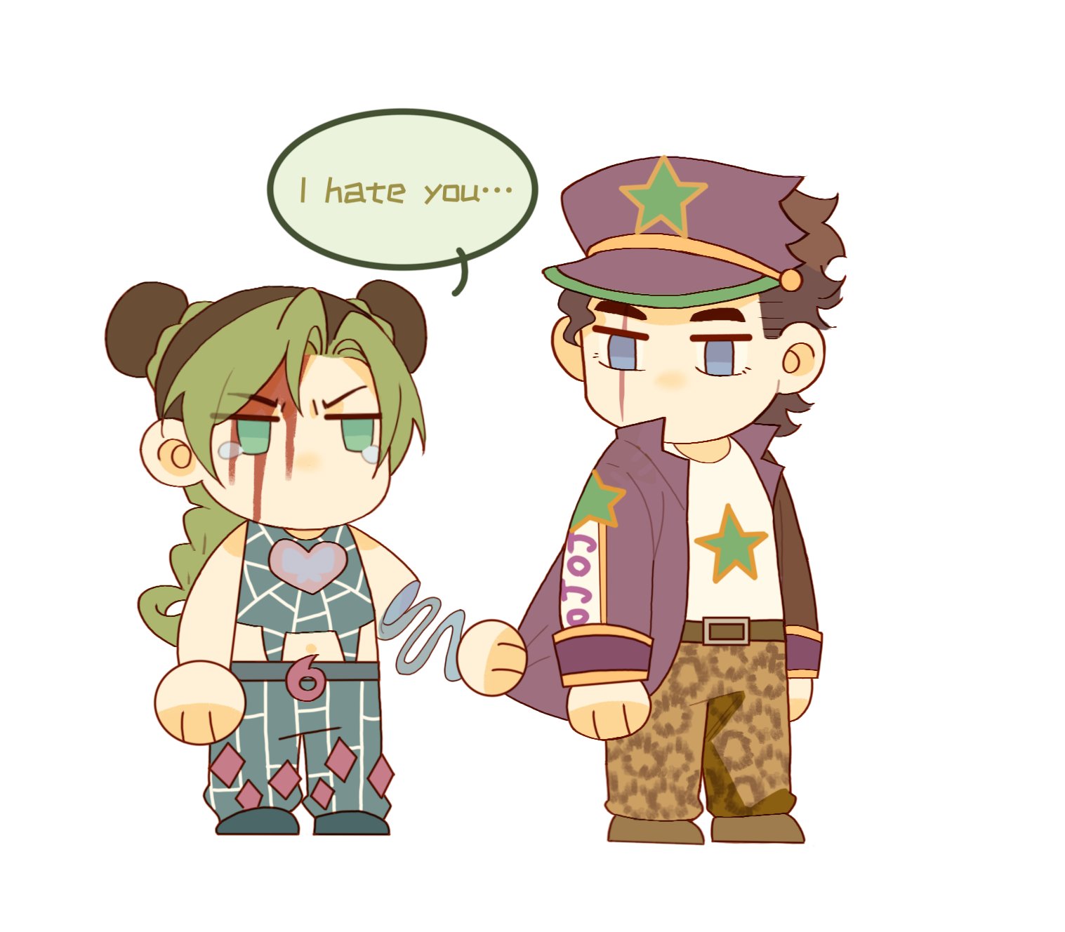 Safebooru - 1boy 1girl black hair blood blood on face blue eyes chibi ...