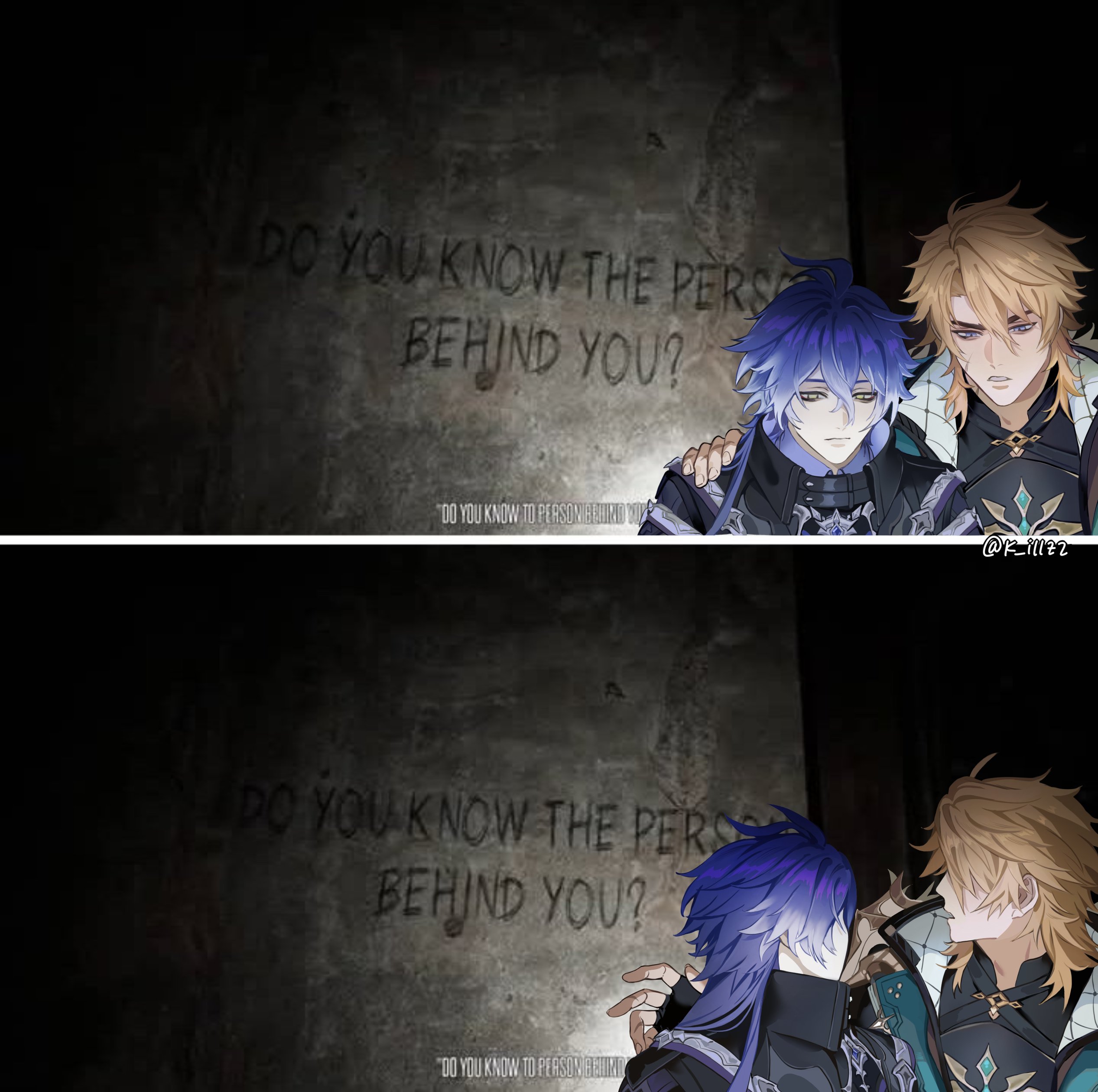 Safebooru - 2boys absurdres blonde hair blue eyes blue hair collared ...