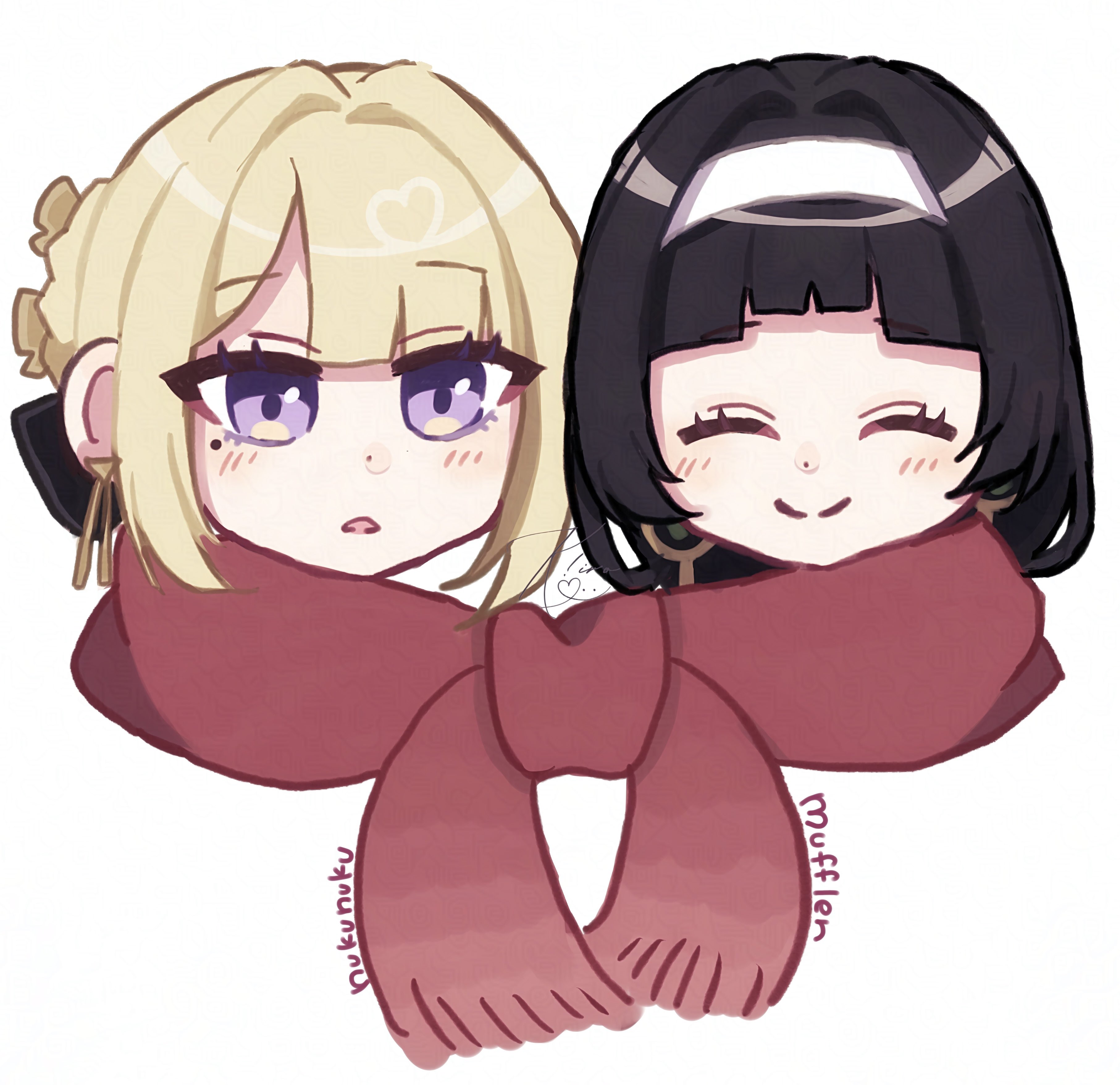 Safebooru - 2girls absurdres akasir0kiir0 astra yao black hair blonde ...