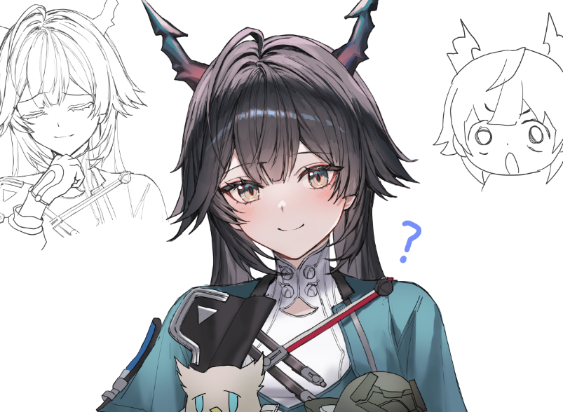 Safebooru - 1girl ? arknights arknights: endfield black hair blue horns ...