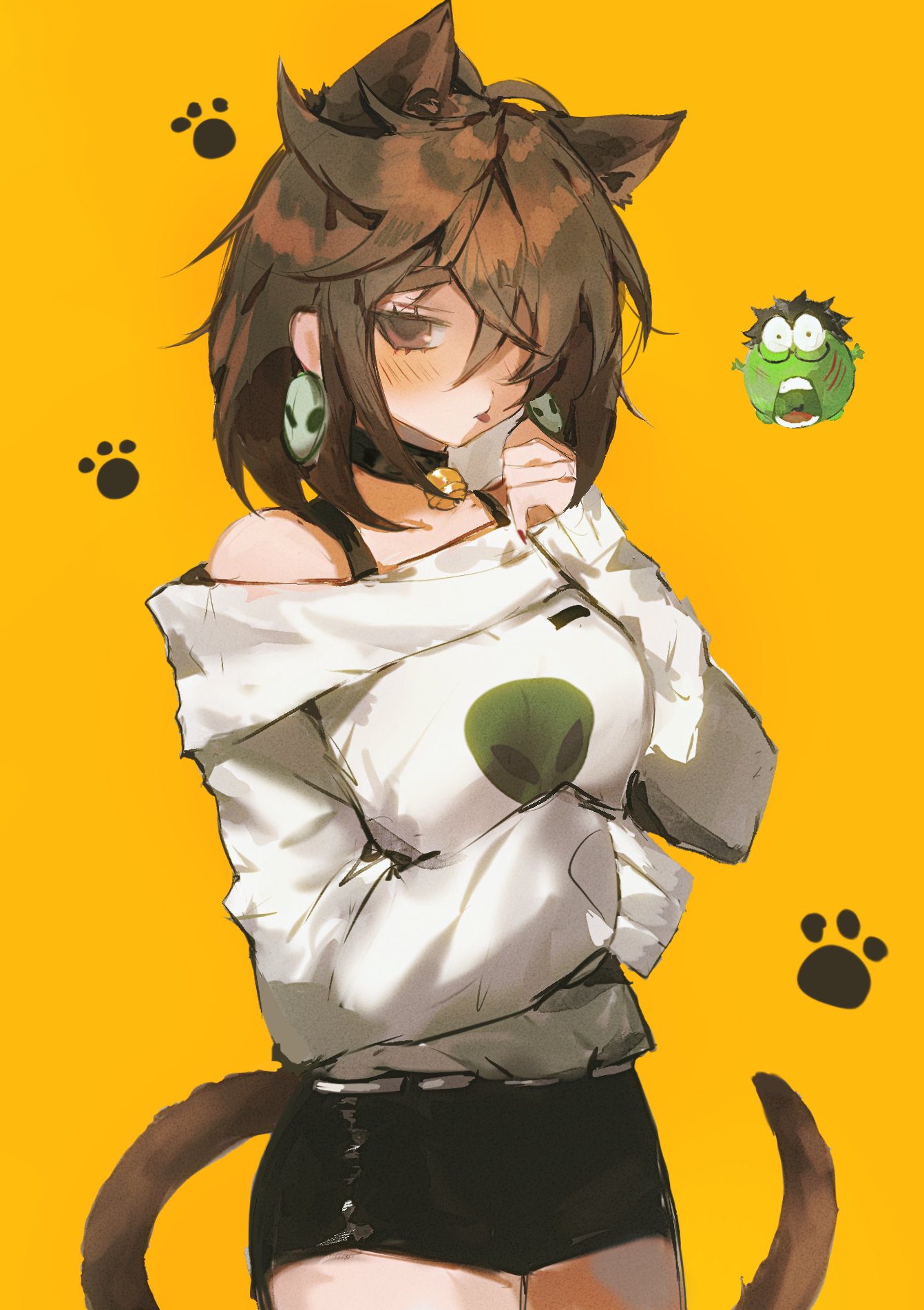 Safebooru - 1boy 1girl animal ears arm under breasts ayase momo bell ...