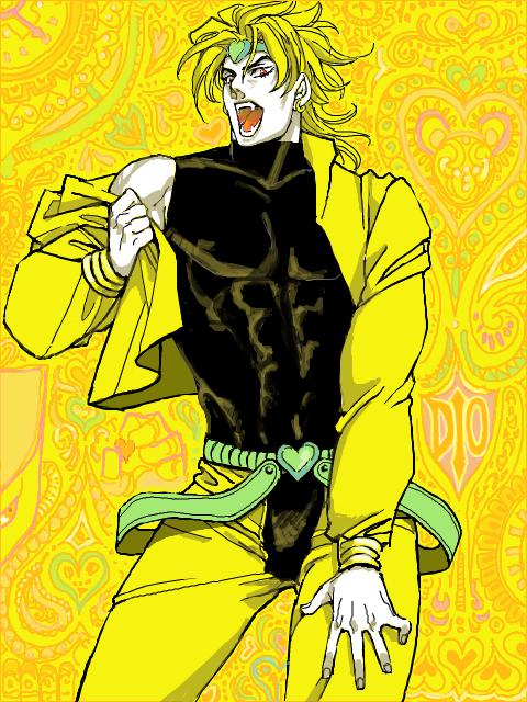 Safebooru - 1boy blonde hair buckle crotchless crotchless pants dio brando earrings fangs heart ...