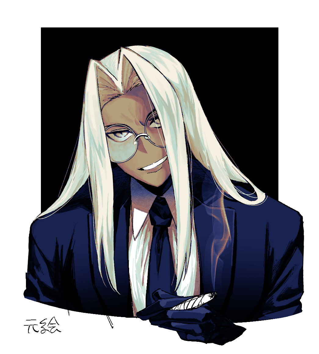 Safebooru - 1girl blonde hair carota327 cigar dark-skinned female dark ...