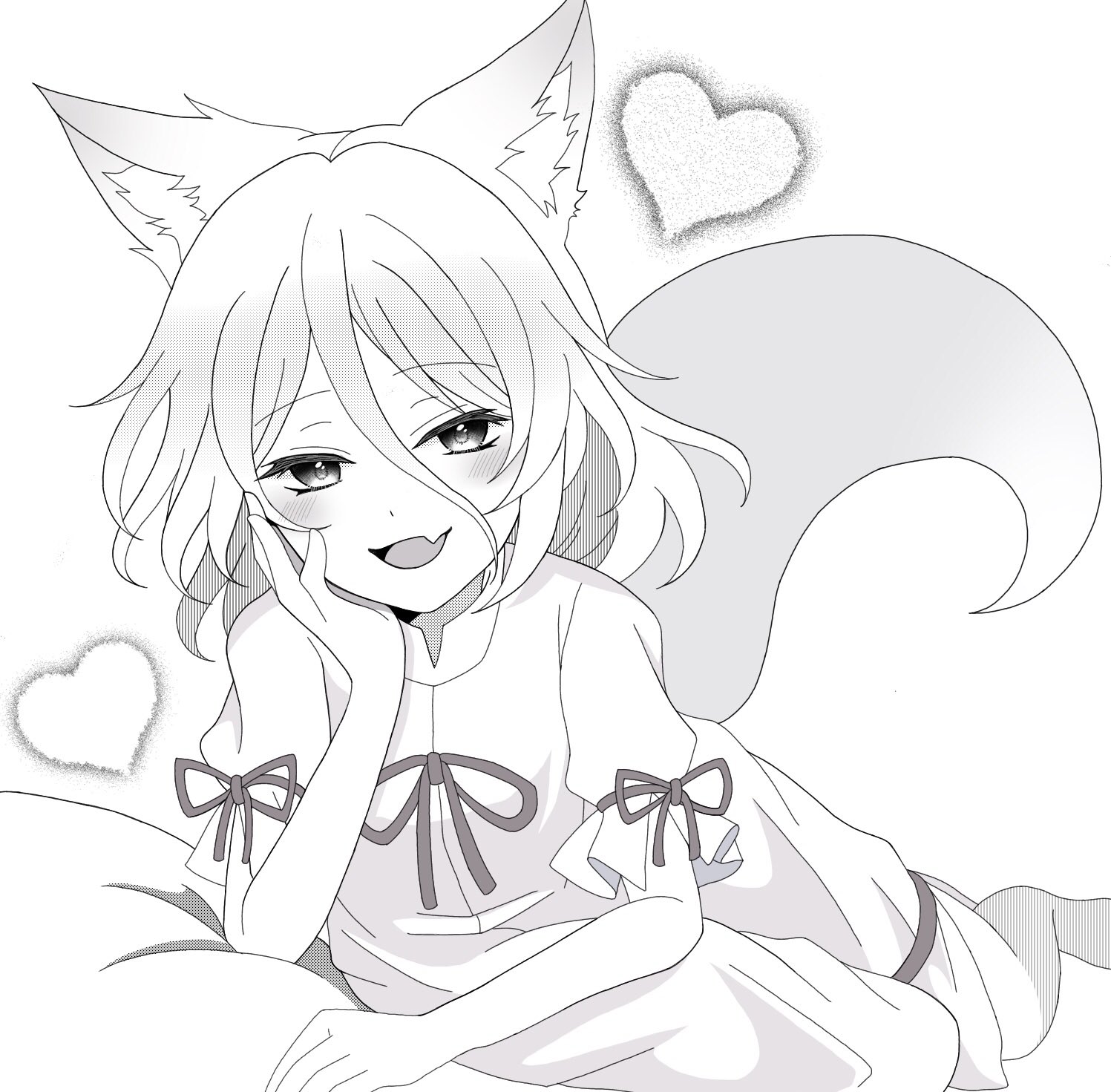 Safebooru - 1girl :d animal ears commentary request fang fox ears fox ...