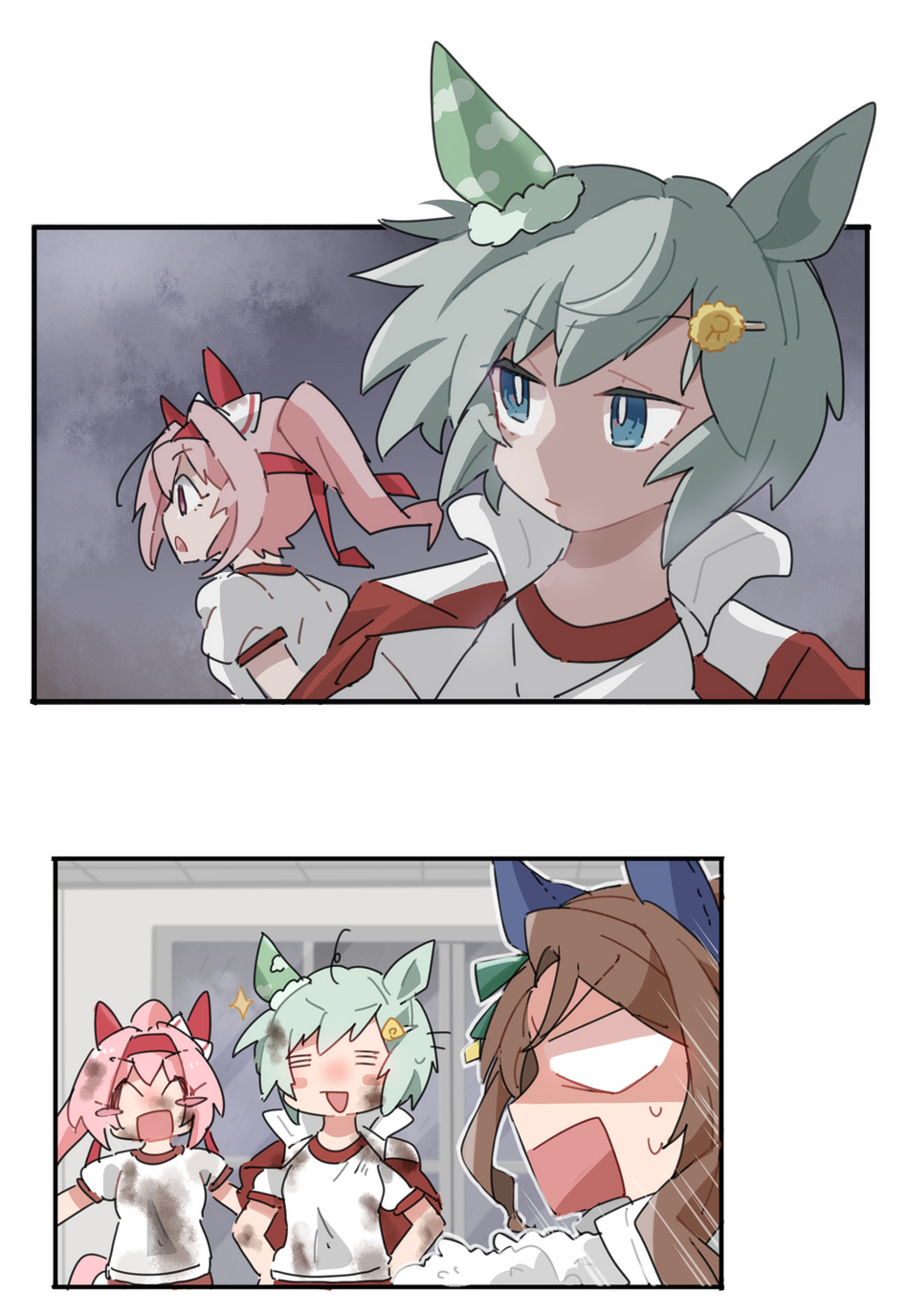 Safebooru - 3girls :d ^ ^ animal ears beer hsk blank eyes blush ...