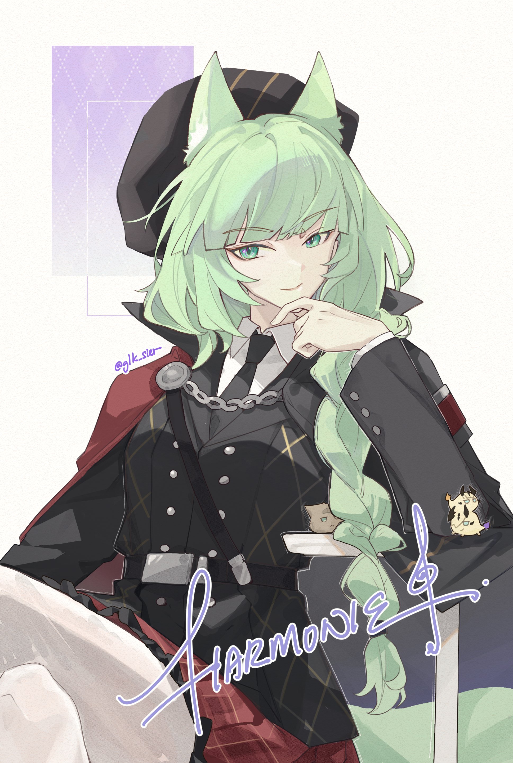 Safebooru - 1girl absurdres animal ears arknights black hat black ...