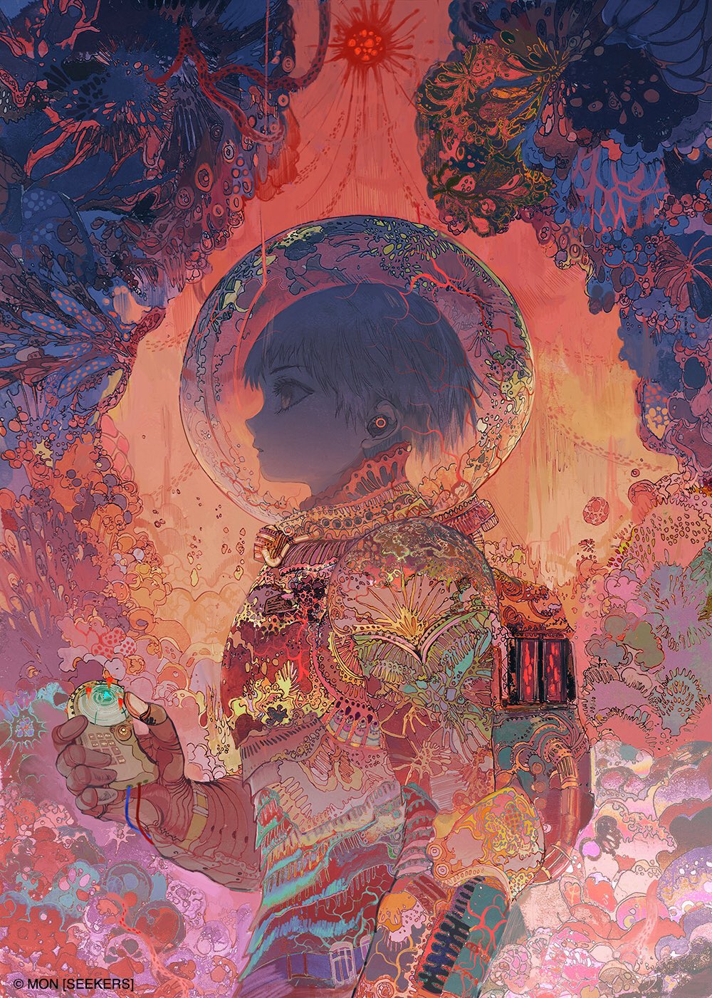 Safebooru - 1girl abstract astronaut colorful earphones earphones ...