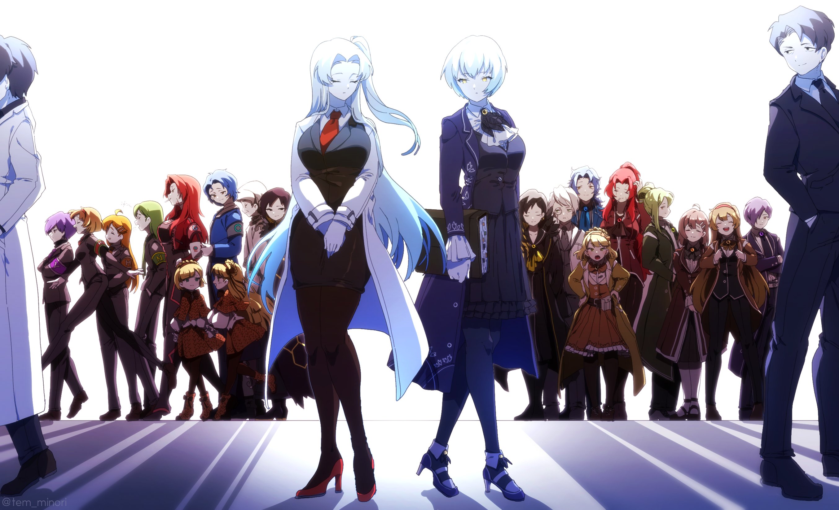 Safebooru - 6+boys 6+girls :d ahoge angela (project moon) armband ...