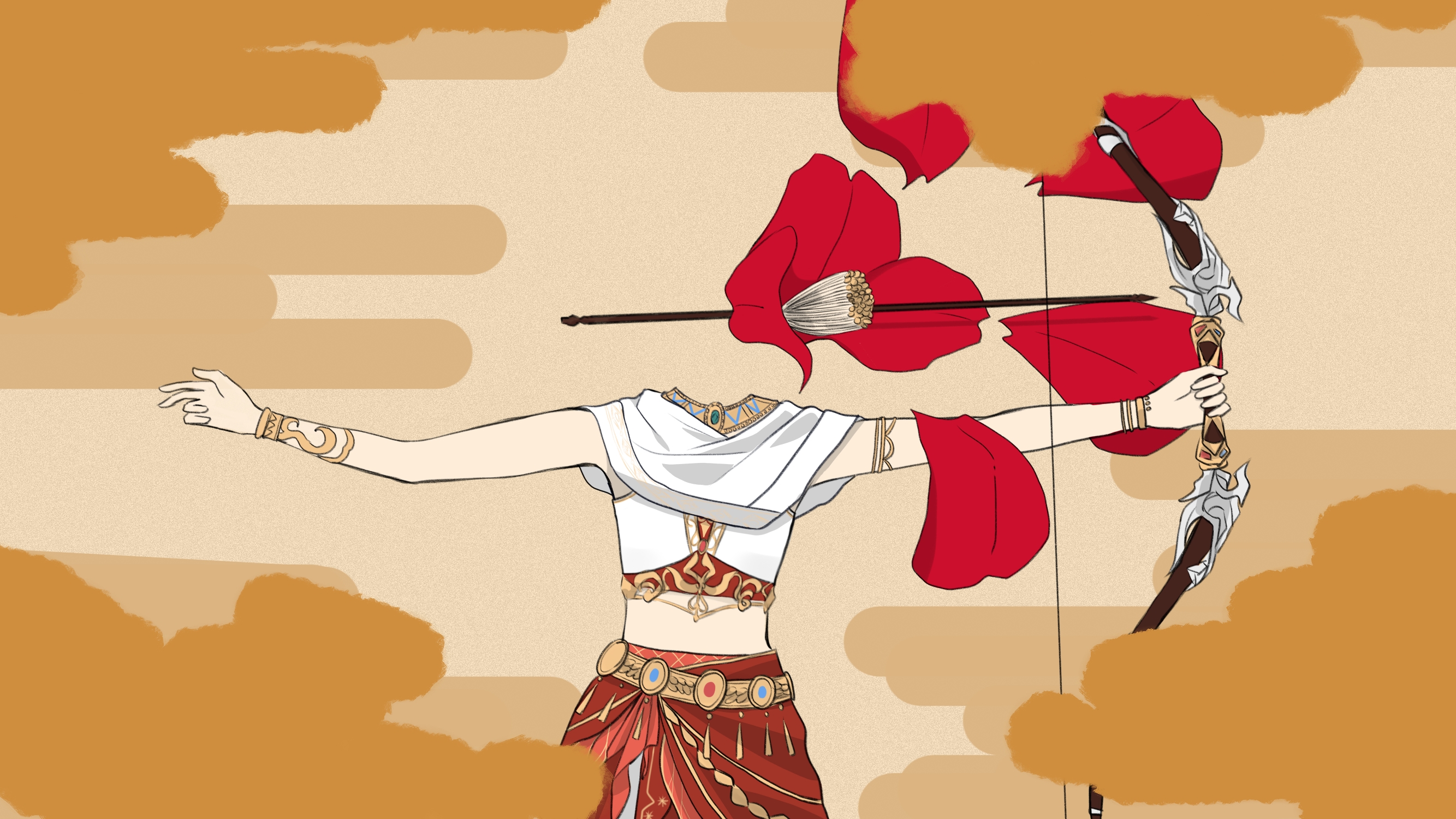 Safebooru - 1girl argyle clothes argyle skirt armlet arrow (projectile ...