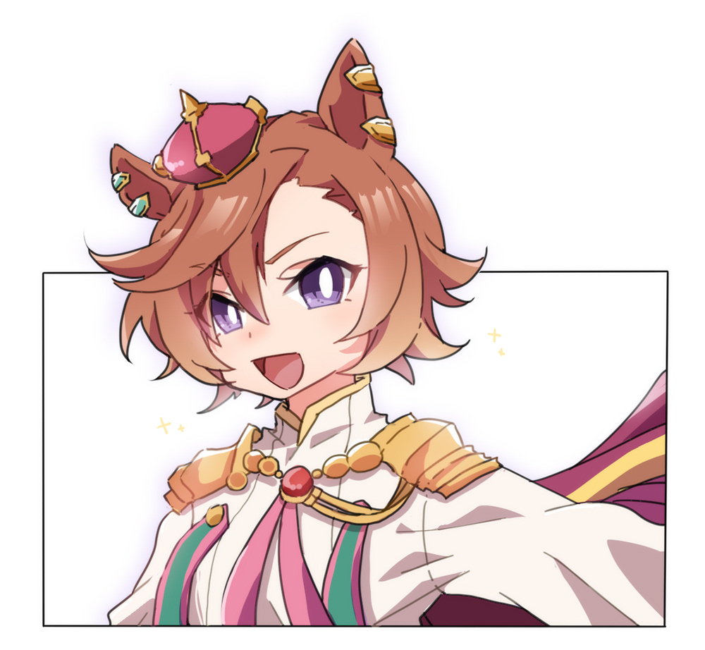 Safebooru - 1girl :d animal ears beer hsk brown hair crown hair between ...