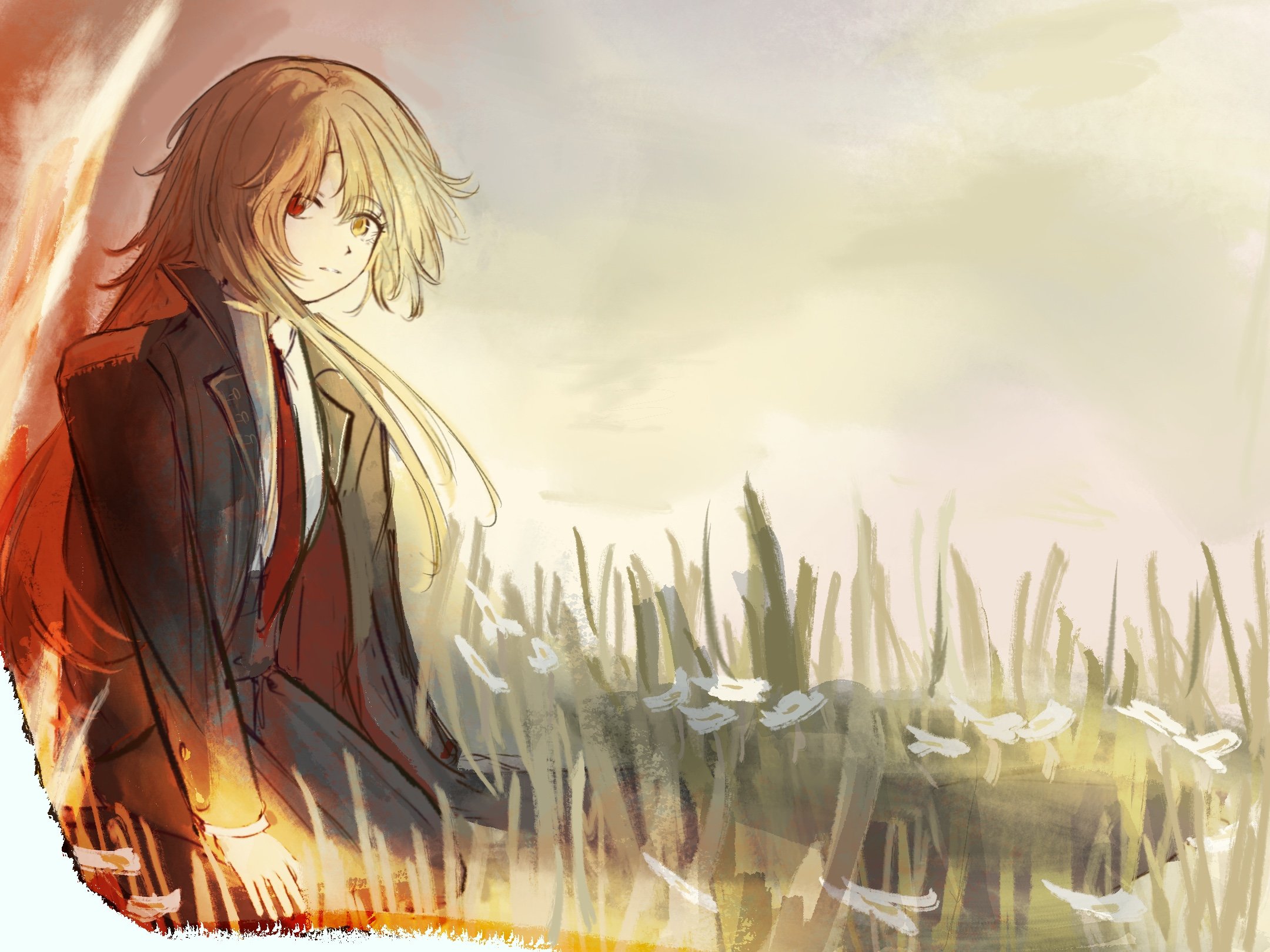 Safebooru - 1girl black coat black pants blonde hair blue archive coat ...