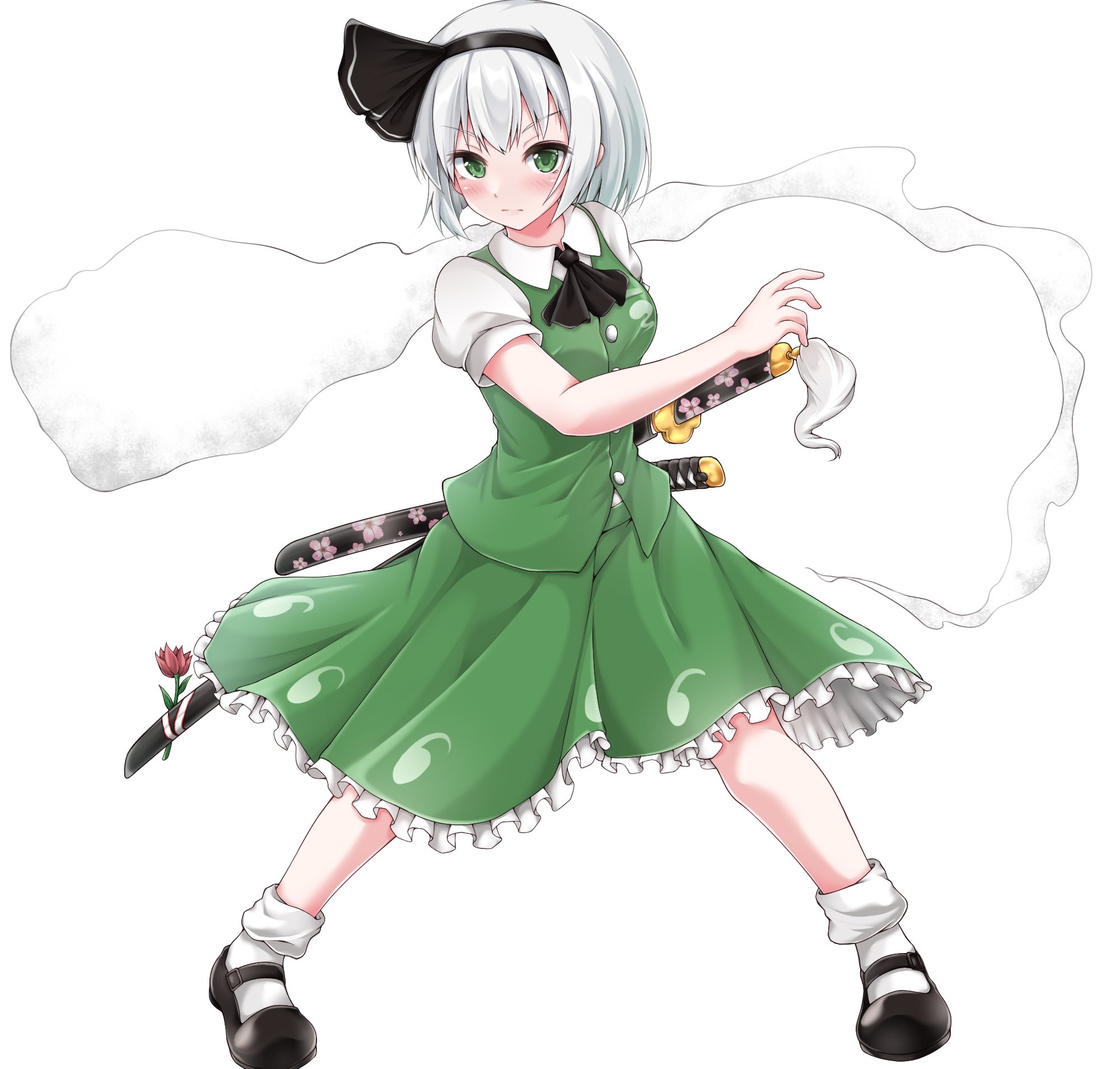 Safebooru - 1girl black footwear black hairband commentary frilled skirt frills full body ghost ...