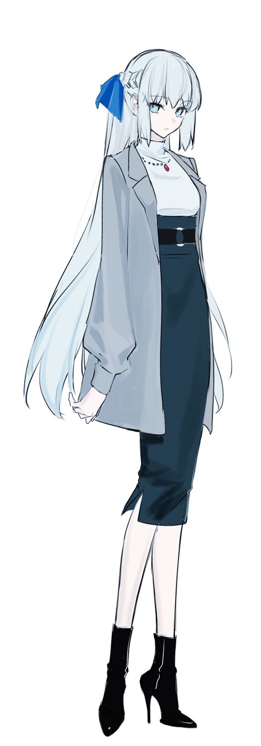 Safebooru - 1girl alternate costume blue bow blue eyes blue ribbon bow ...