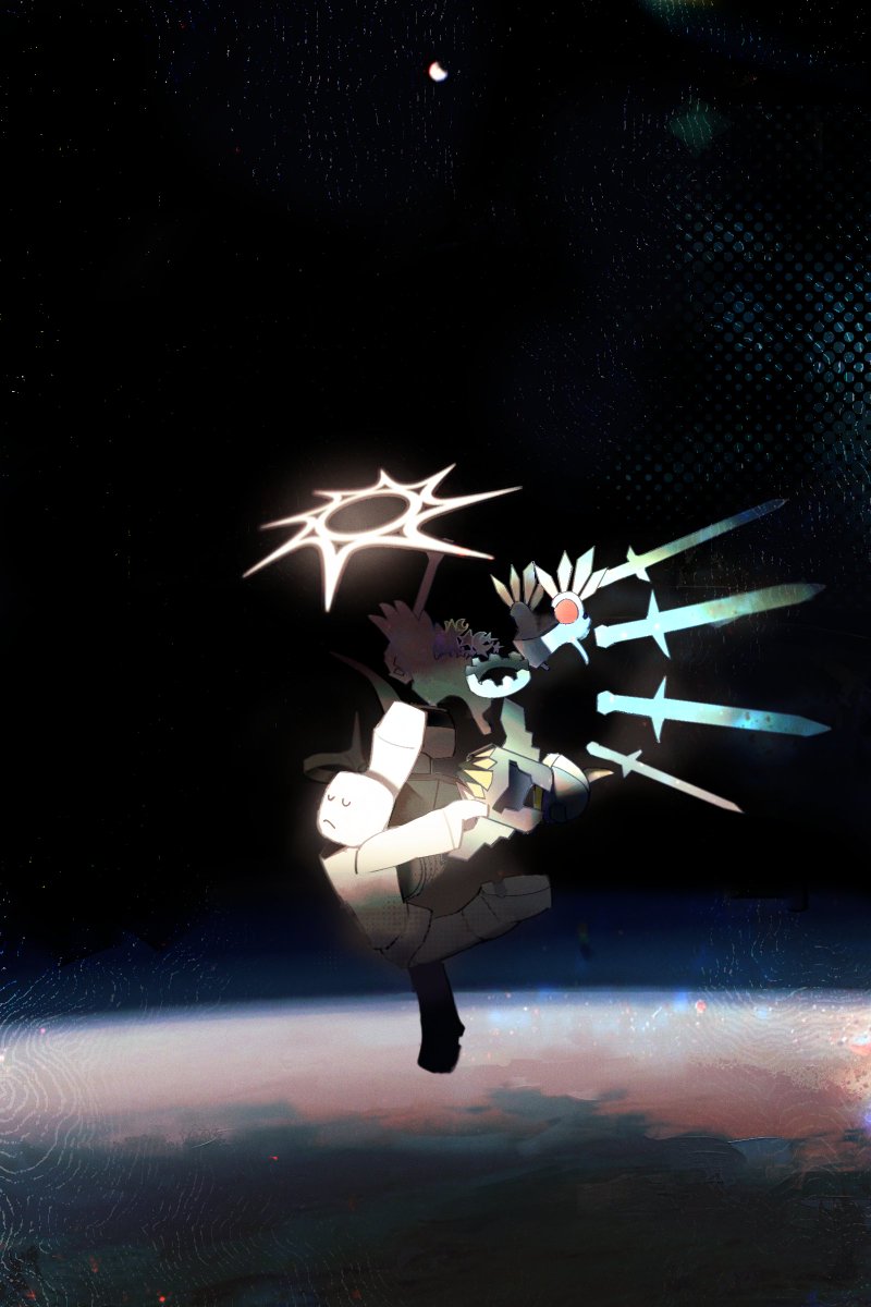 Safebooru - 1other atmospheric layer closed eyes crown dancing floating ...