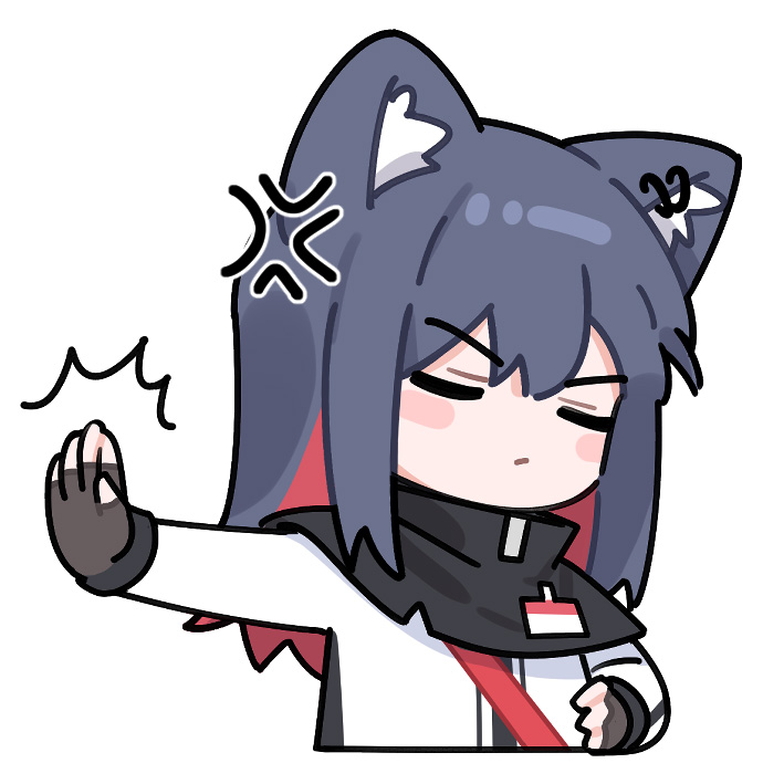 Safebooru - 1girl :3 anger vein animal ears arknights black gloves black hair blush stickers ...