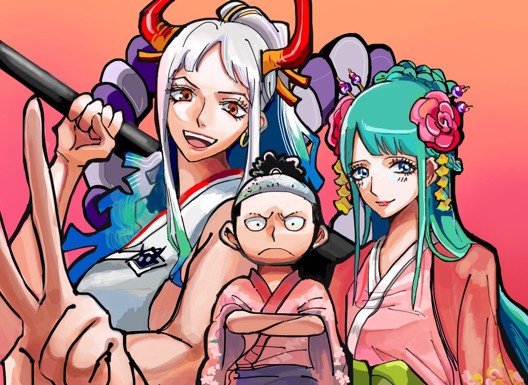 Safebooru - 1boy 2girls aqua hair black hair brother and sister crossed ...