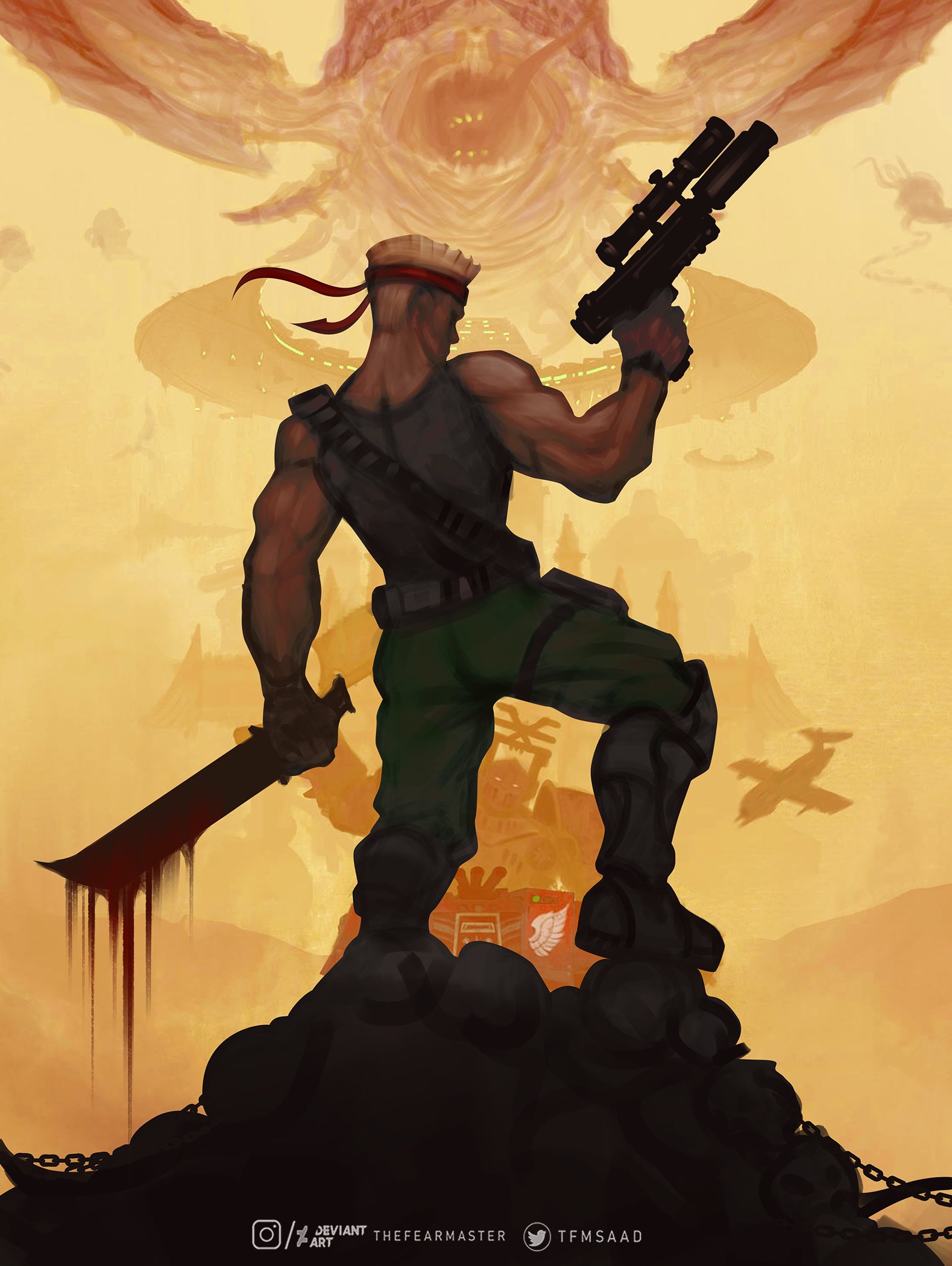 Safebooru - 3boys adeptus astartes aircraft airplane alien ammunition ...