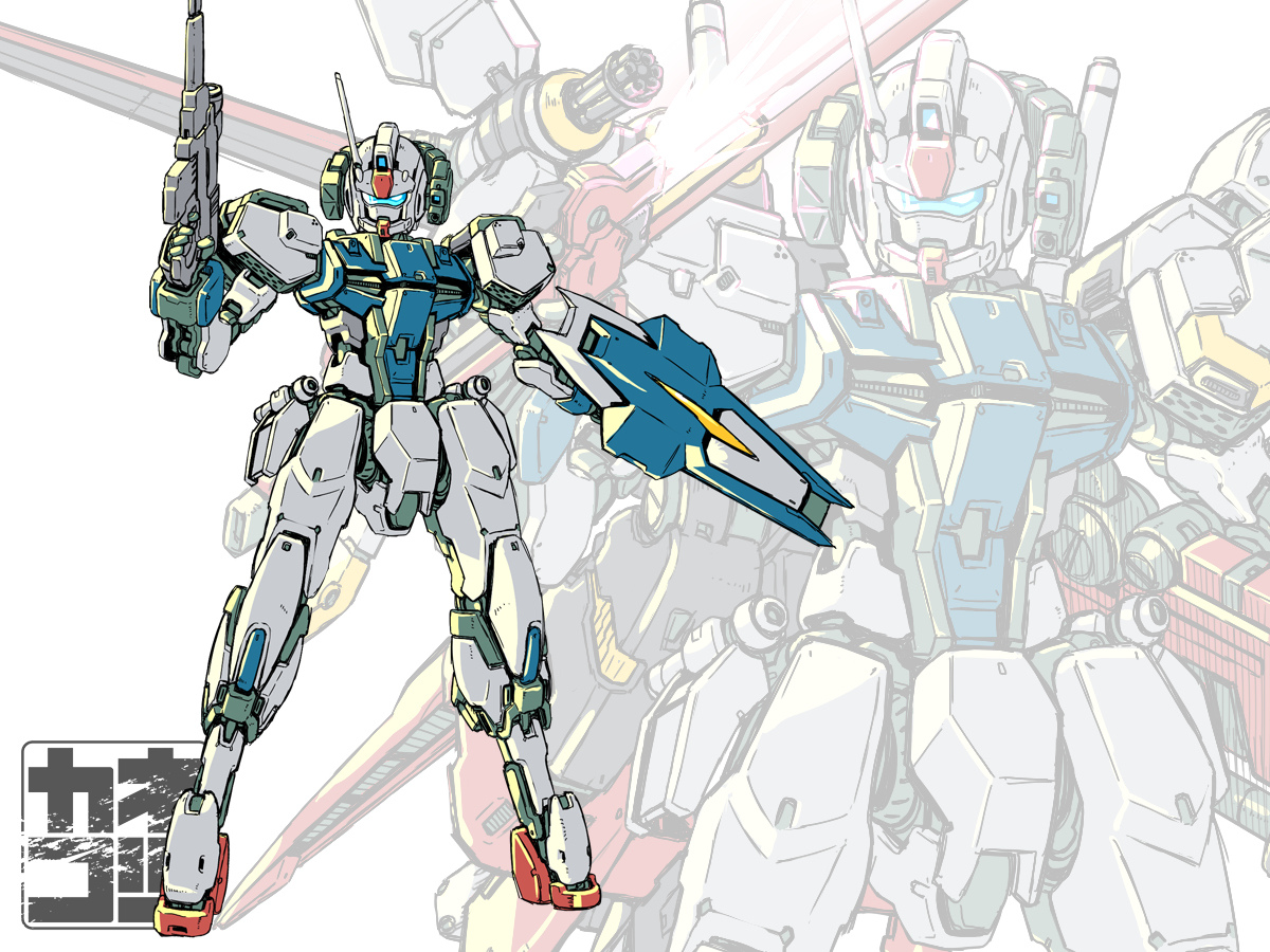 Safebooru - antennae assault visor beam rifle blue eyes commentary ...