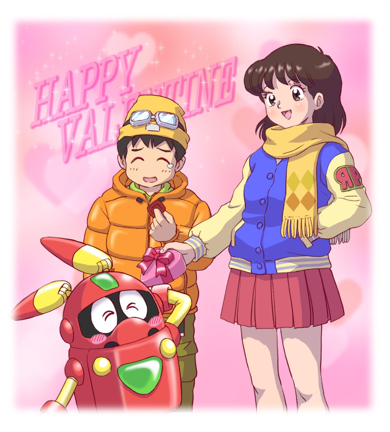 Safebooru - 1boy 1girl ^ ^ arm behind head arm up beanie black hair ...