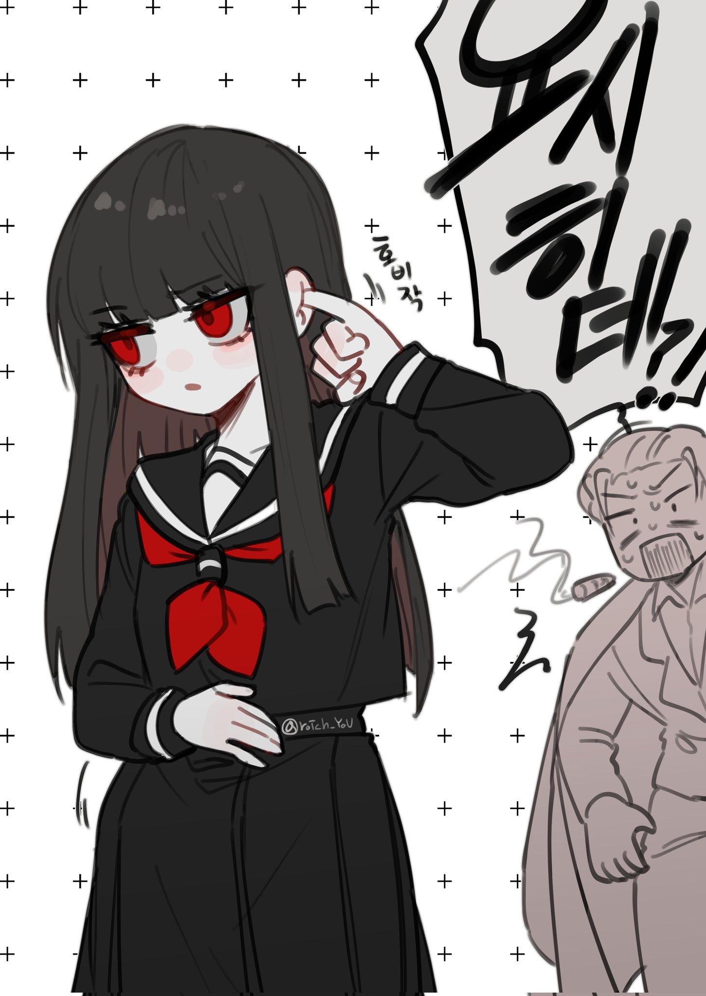 Safebooru - 1girl black serafuku commentary request hand on own stomach ...