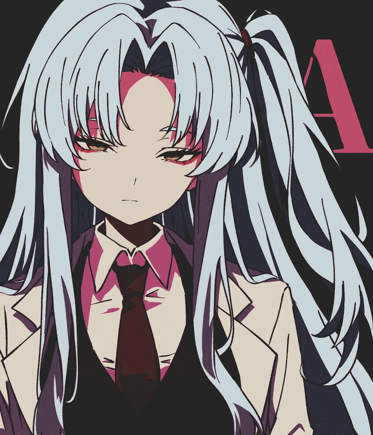 Safebooru - angela (project moon) black background black vest blue hair ...