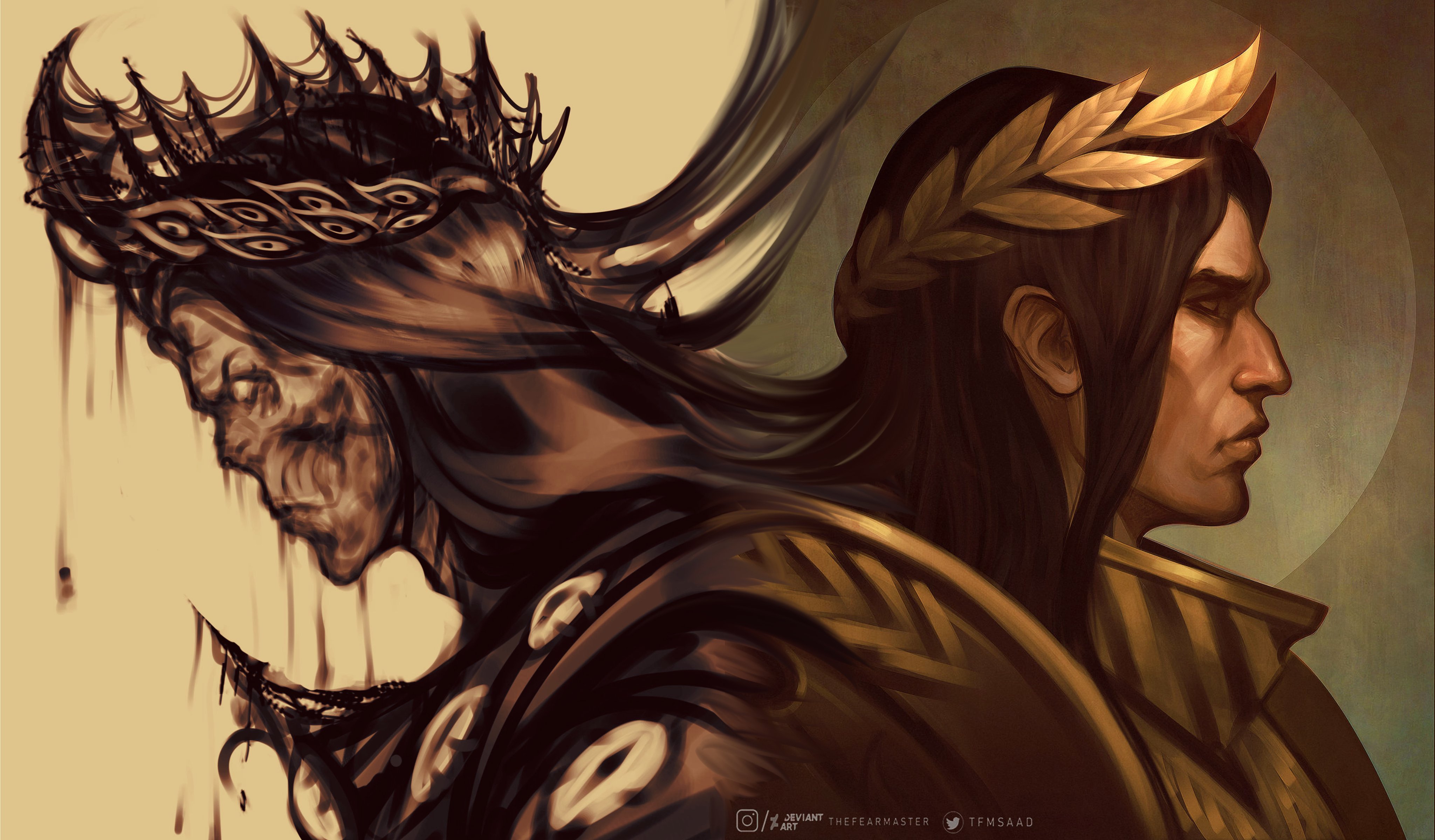 Safebooru - absurdres armor artist name back-to-back black crown black ...