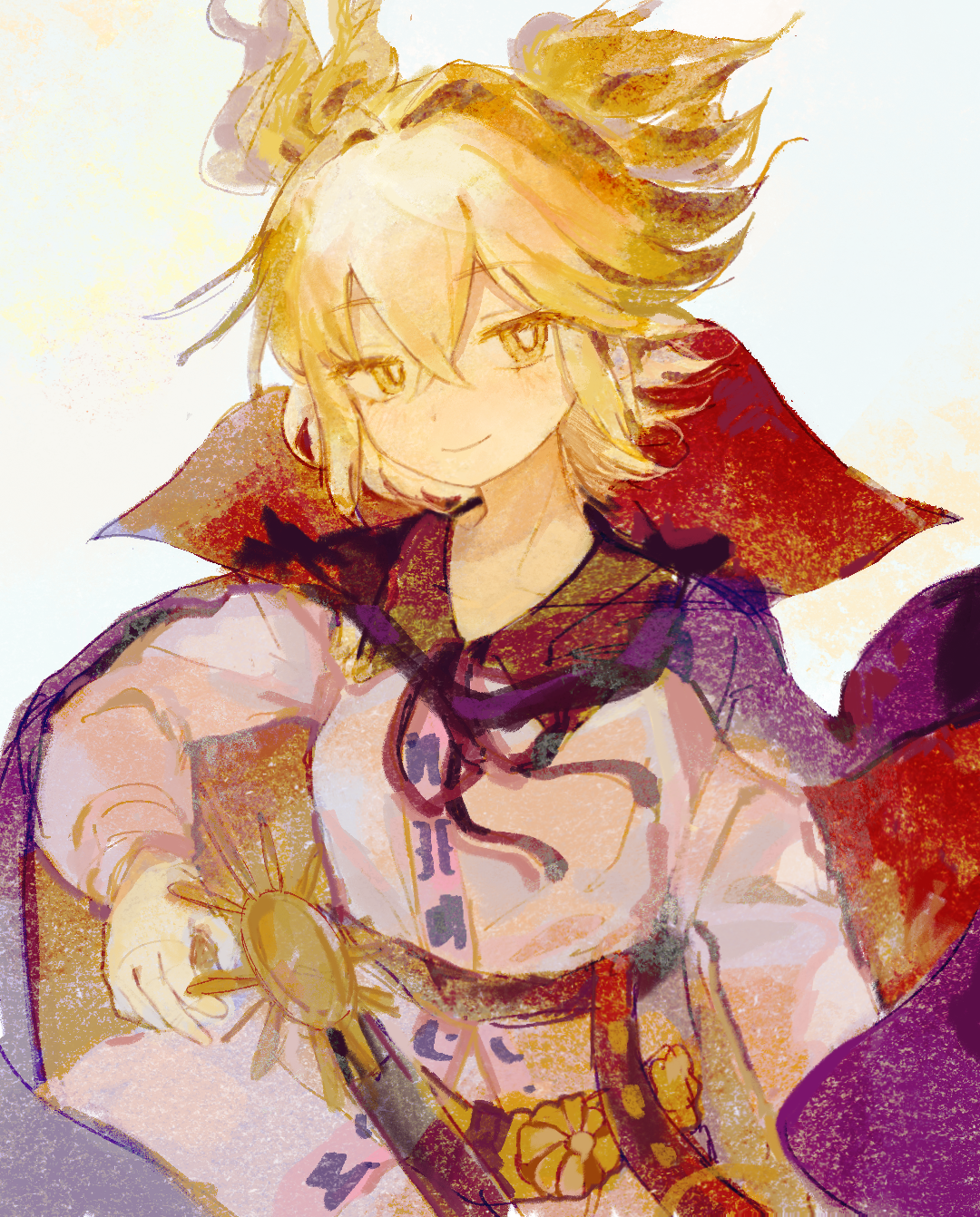 Safebooru - 1girl blonde hair cape closed mouth cowboy shot highres ...