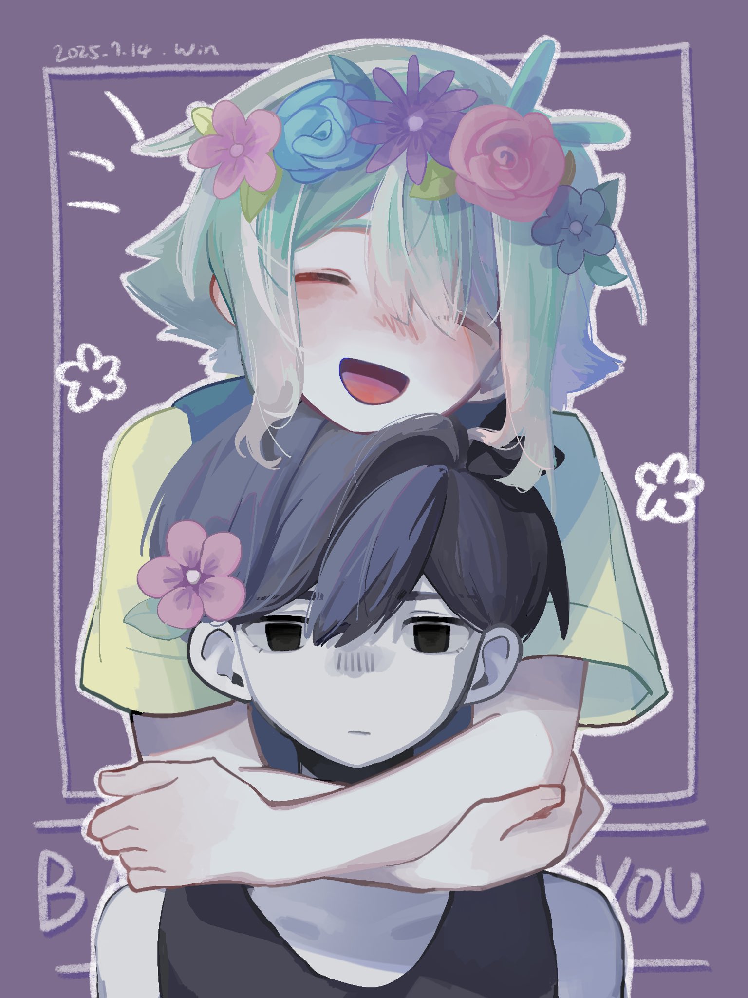 Safebooru - 2boys antenna hair artist name basil (headspace) (omori ...