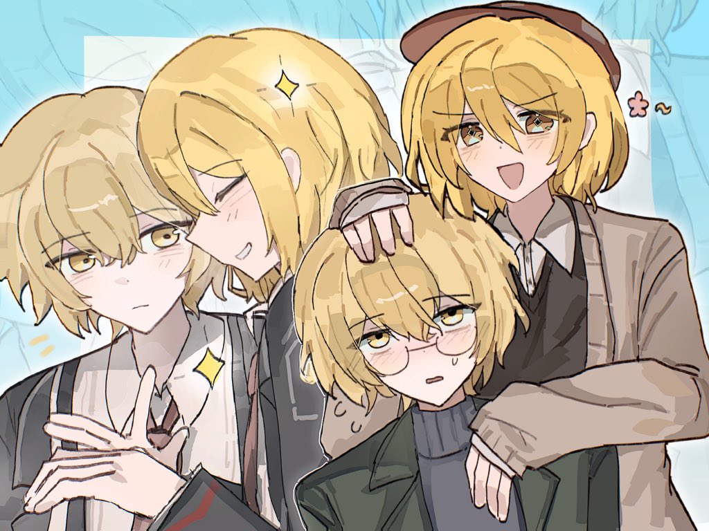 Safebooru - 1boy 1girl blonde hair blush closed eyes closed mouth coat ...