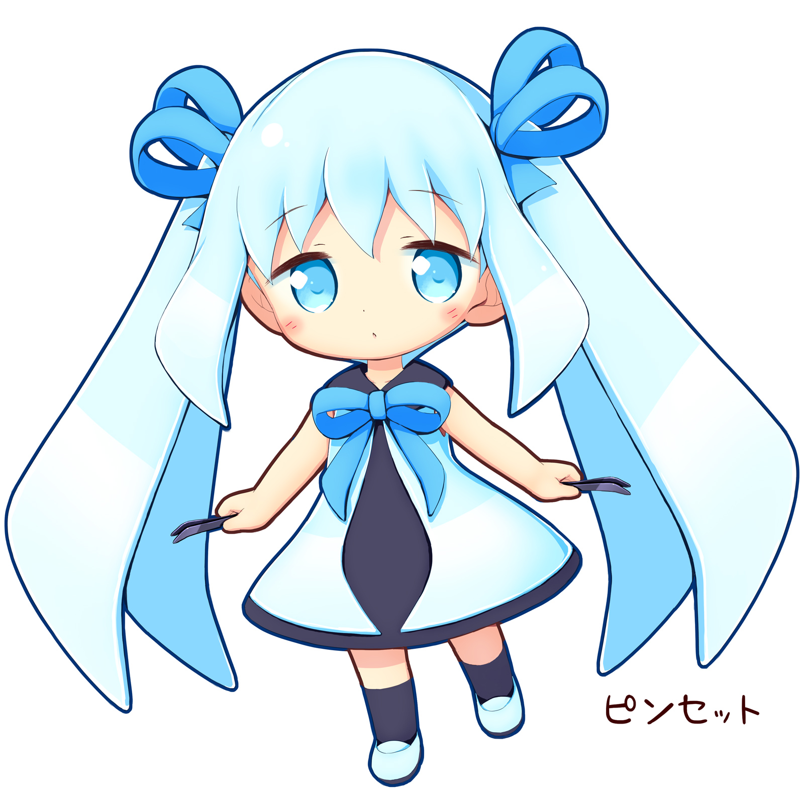 Safebooru - 1girl aikei ake bare arms black dress black socks blue eyes ...