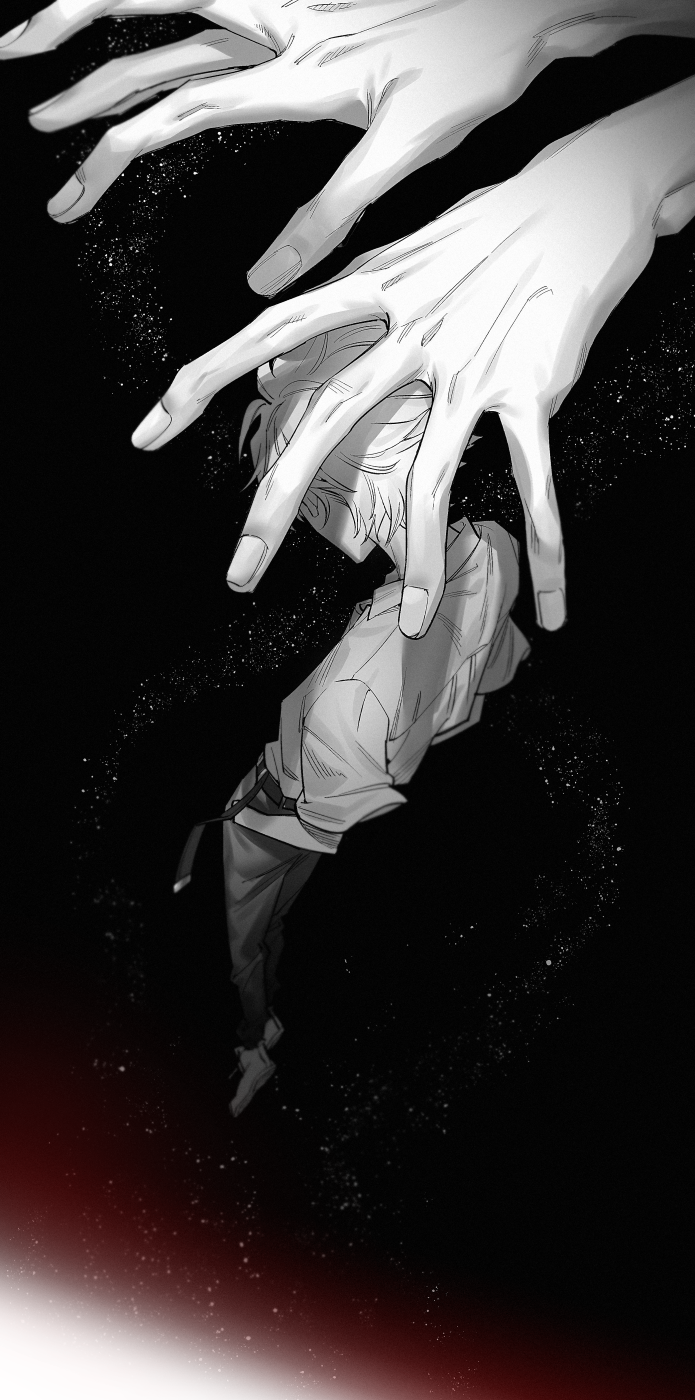 Safebooru - 1boy black background disembodied limb facing away full ...