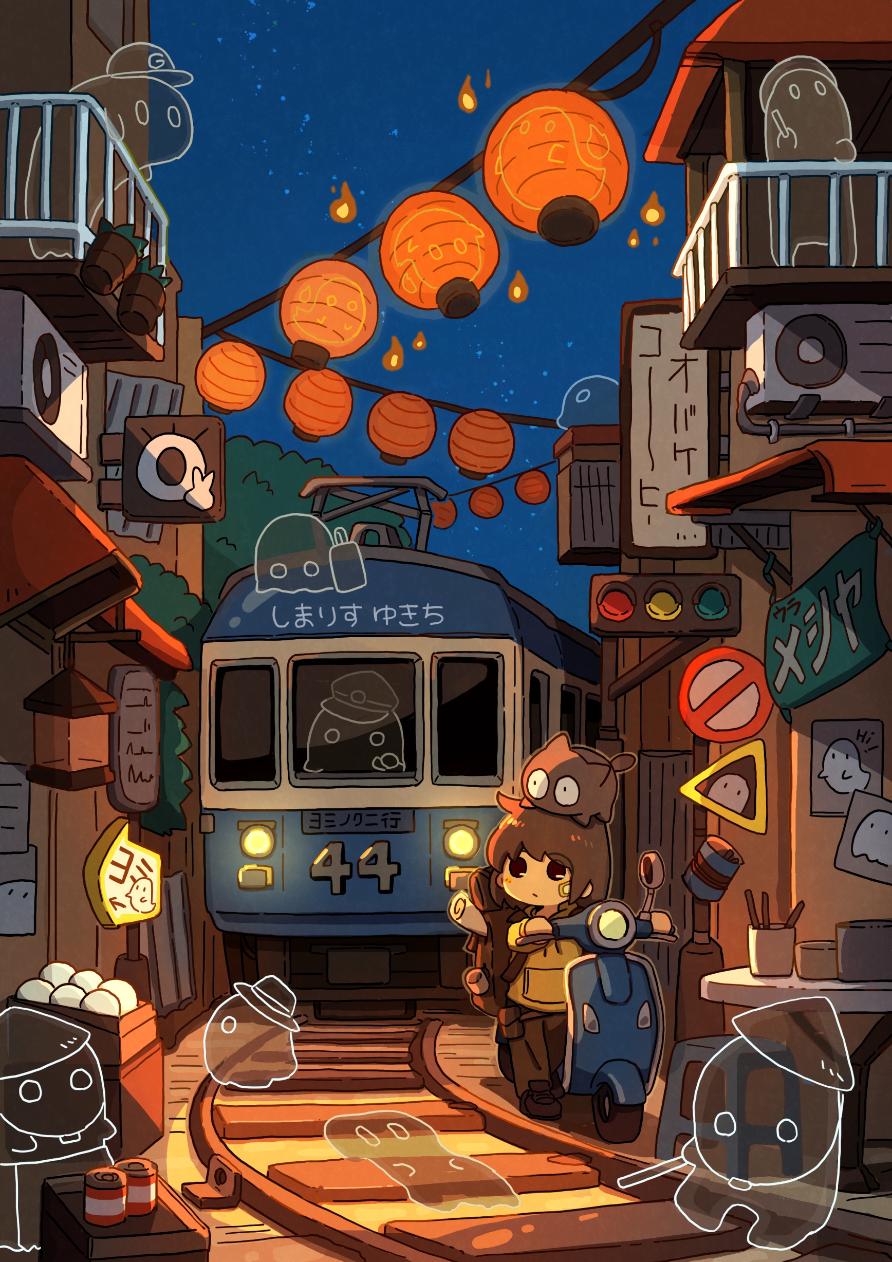 Safebooru - 1girl absurdres air conditioner animal on head backpack bag ...