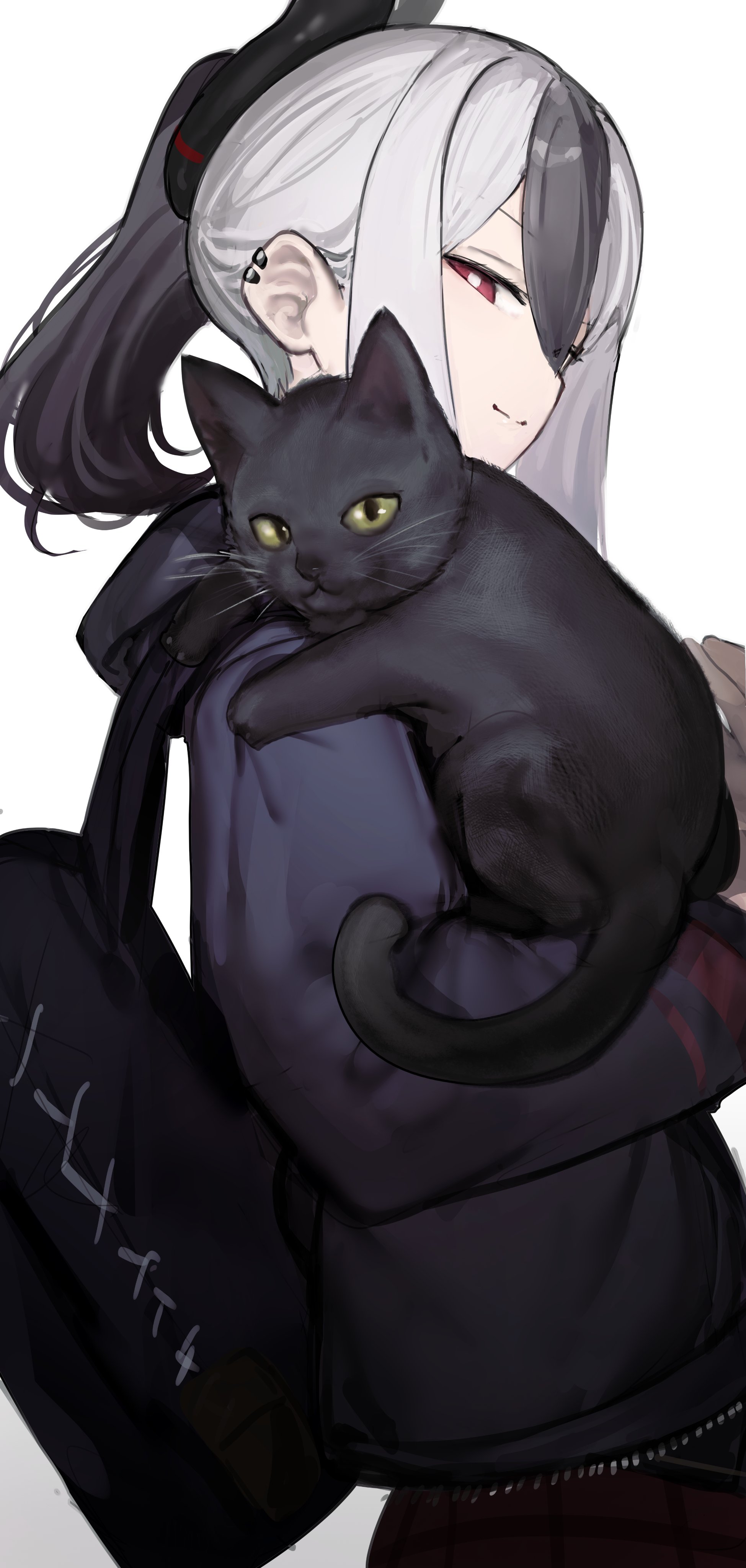 Safebooru - 1girl absurdres animal bag black hair blue archive carrying cat demon girl demon ...