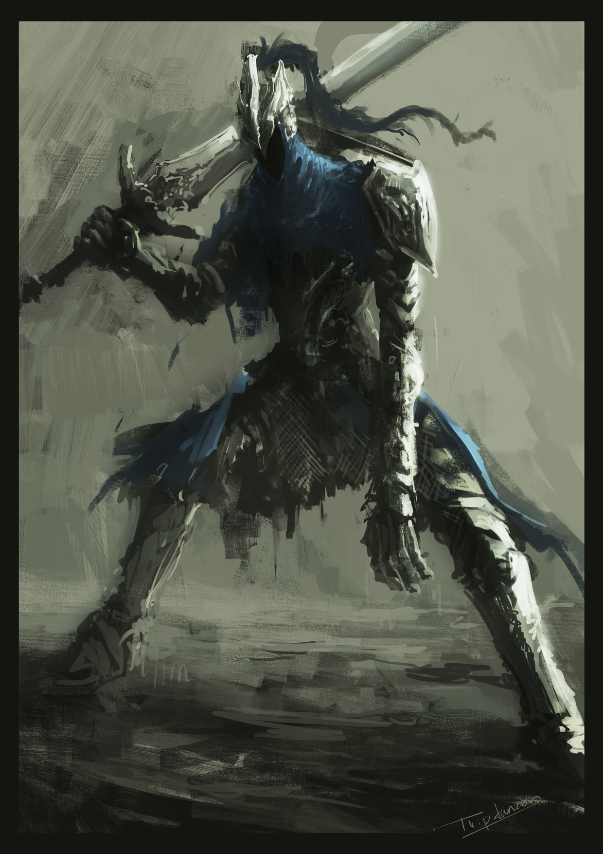 Safebooru - 1boy armor artist name artorias the abysswalker black ...