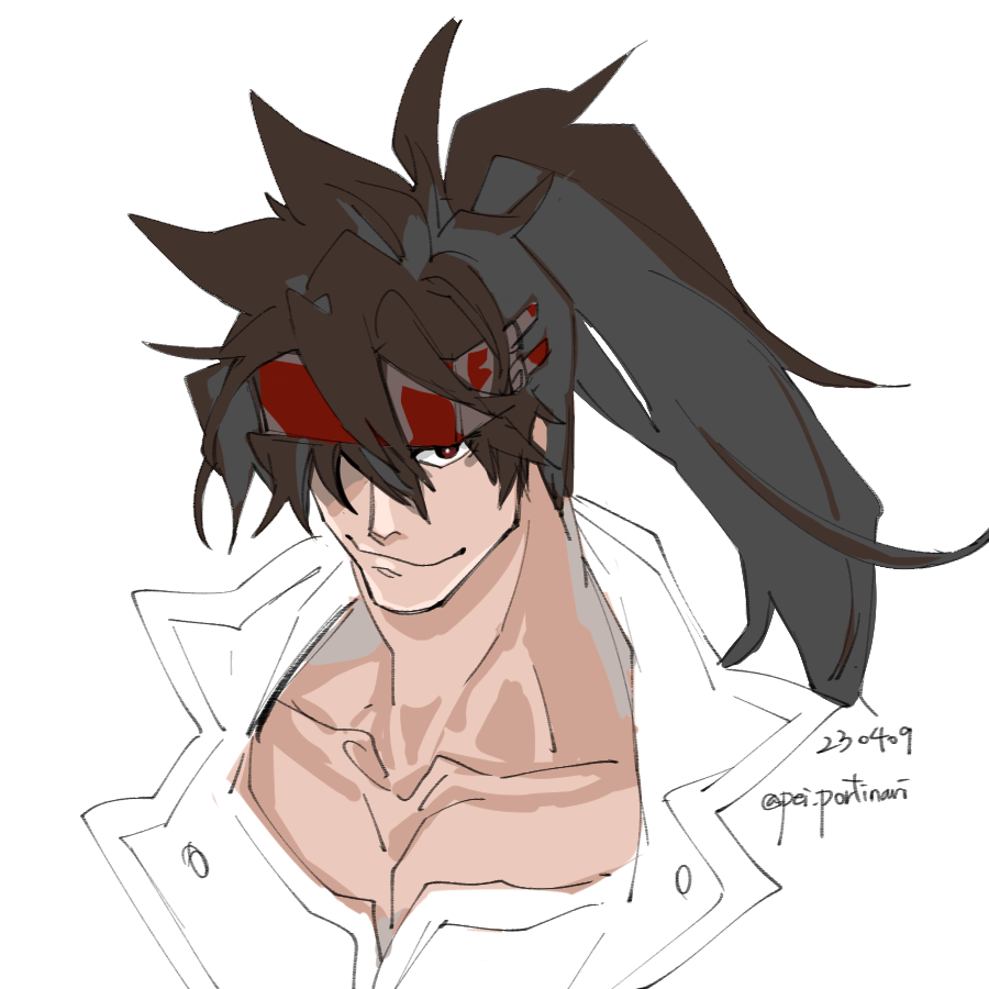 Safebooru - 1boy brown hair colored skin guilty gear hair over one eye ...