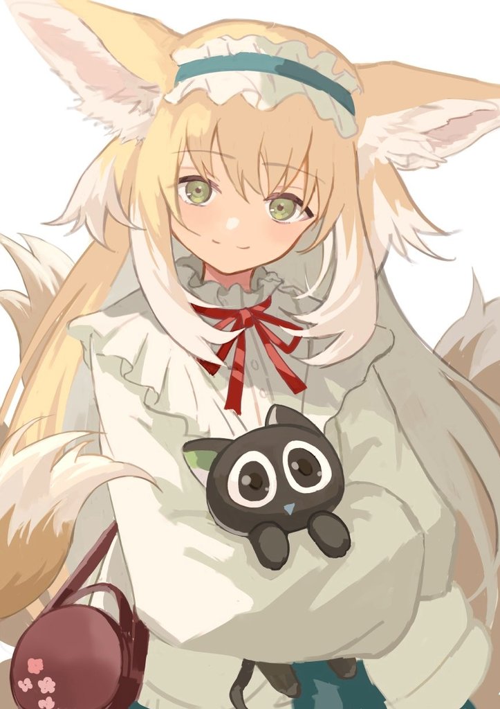 Safebooru - 1girl animal animal ears arknights bag black cat blonde hair blue hairband cat ...