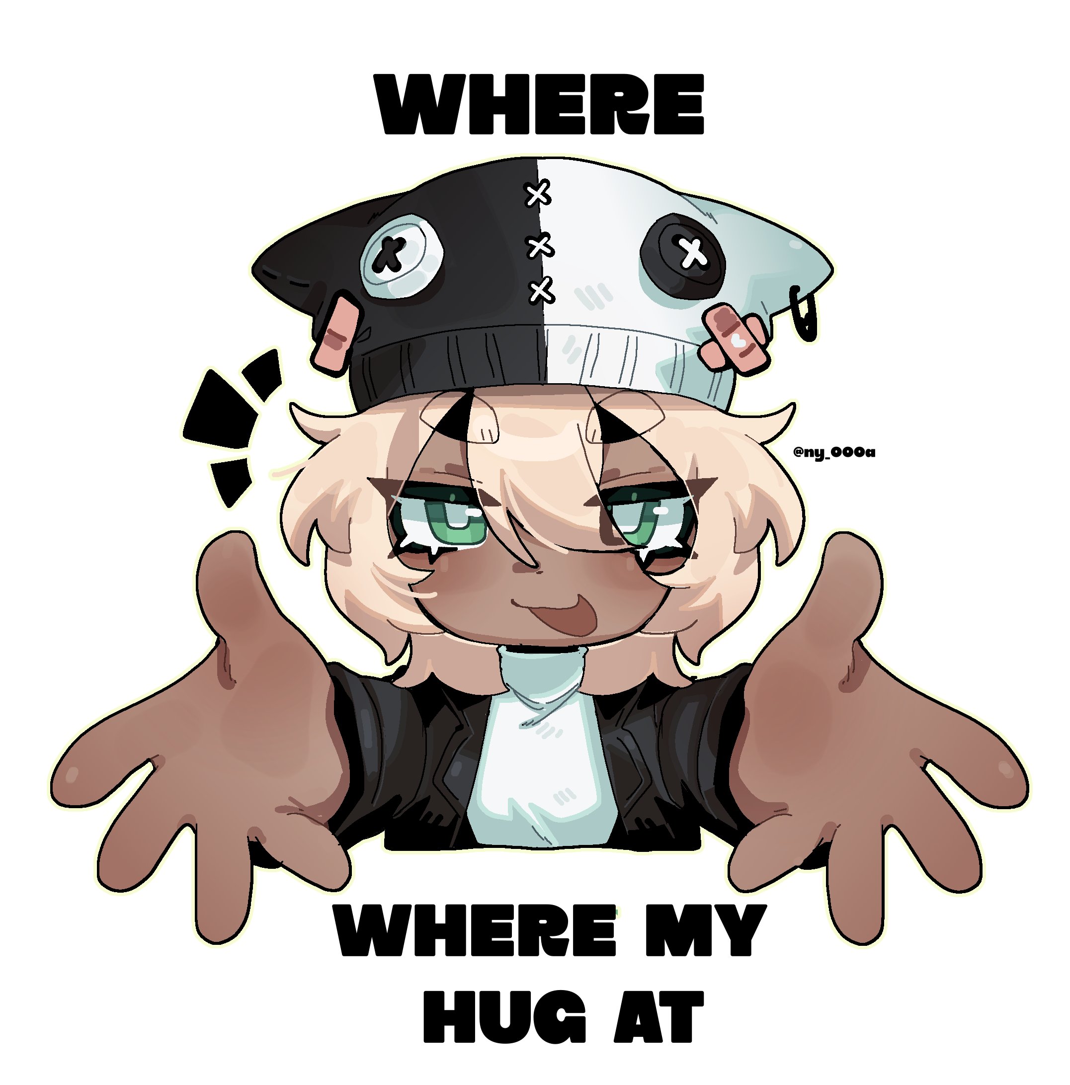 Safebooru - 1girl bandaid beanie black pants blonde hair chibi crop top ...