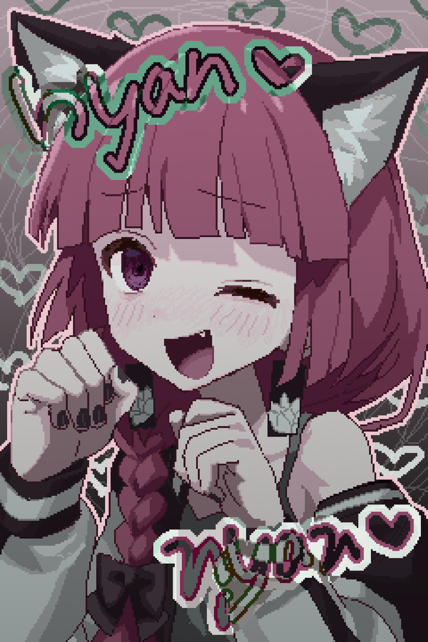 Safebooru - 1girl :d absurdres animal ears black bow black nails blunt ...