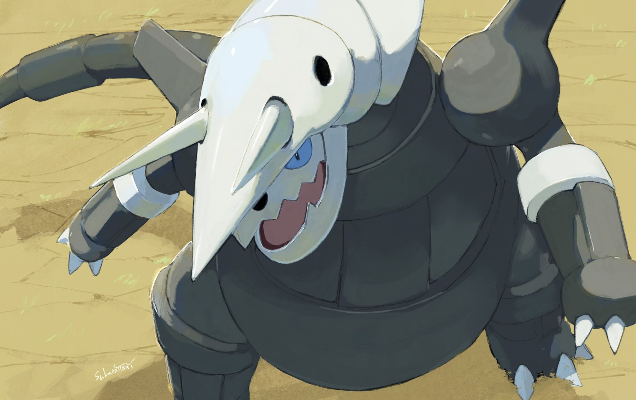 Safebooru - aggron armor black eyes blue sclera claws colored sclera ...