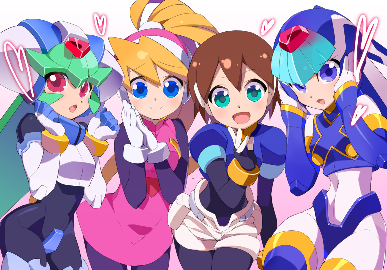 Safebooru - 4girls aile aile (mega man zx) black bodysuit blonde hair ...