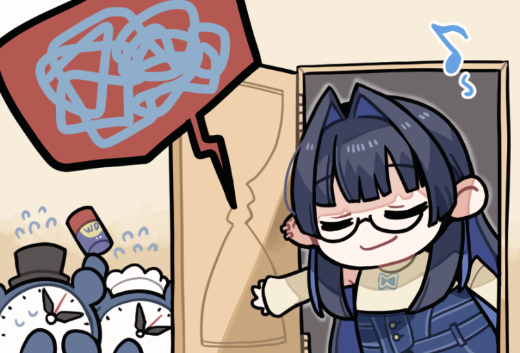 Safebooru - 1girl blue hair chibi clipe closed mouth commentary door ...