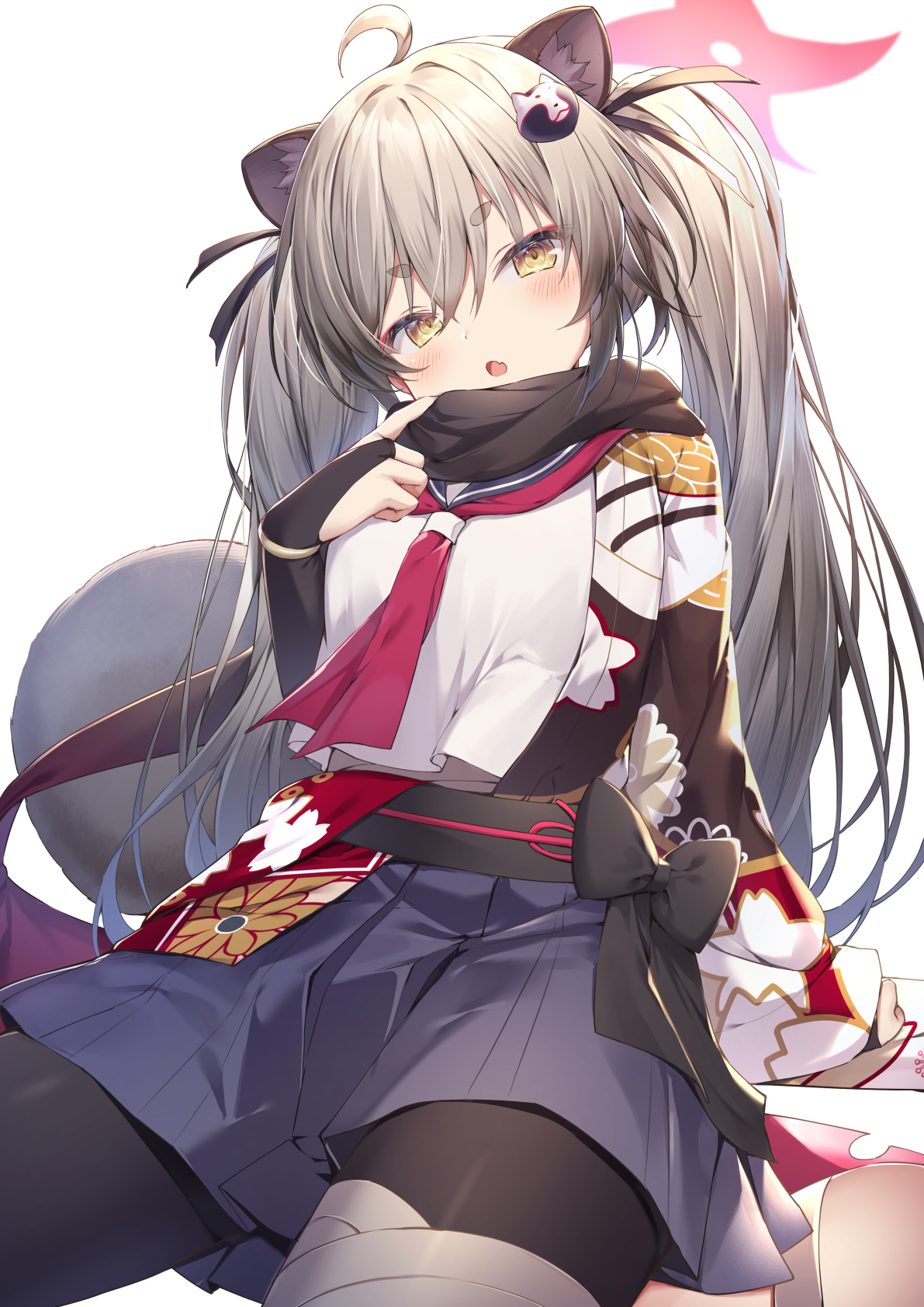 Safebooru - 1girl ahoge animal ear fluff animal ears bandaged leg bandages black gloves black ...