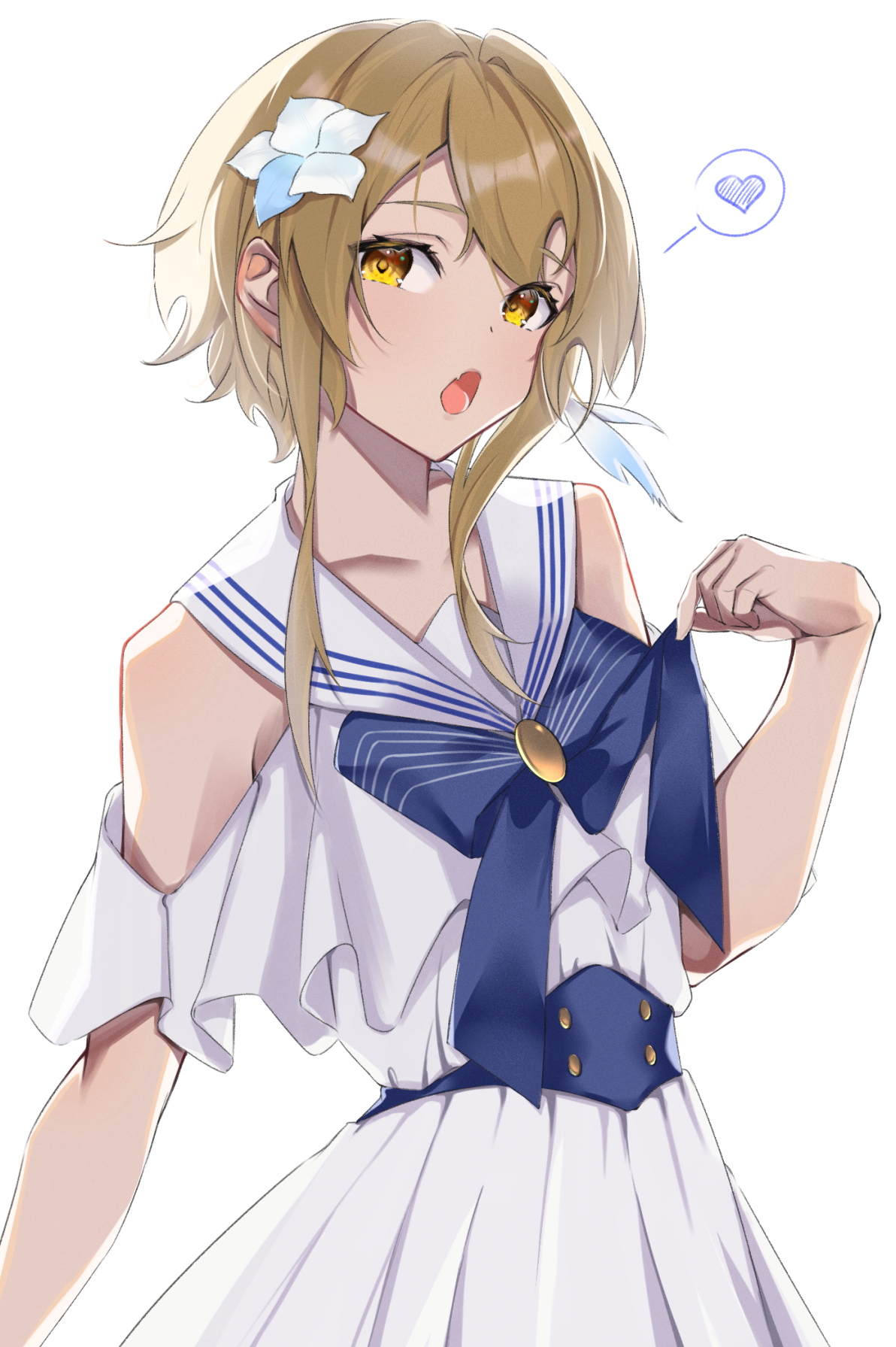 Safebooru - 1girl alternate costume bare shoulders blonde hair dress flower genshin impact hair ...