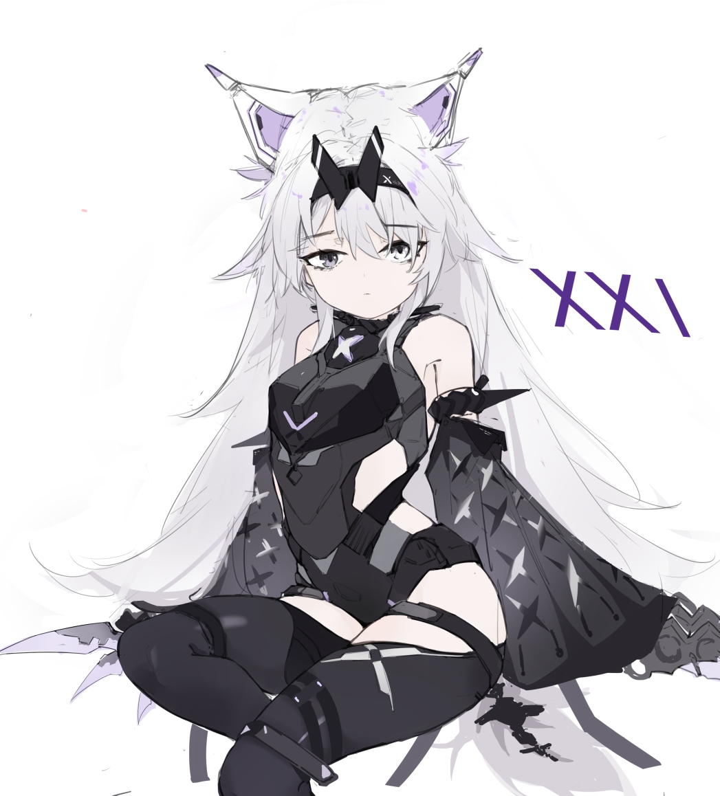 Safebooru - 1girl animal ears armlet bare shoulders black thighhighs character name detached ...