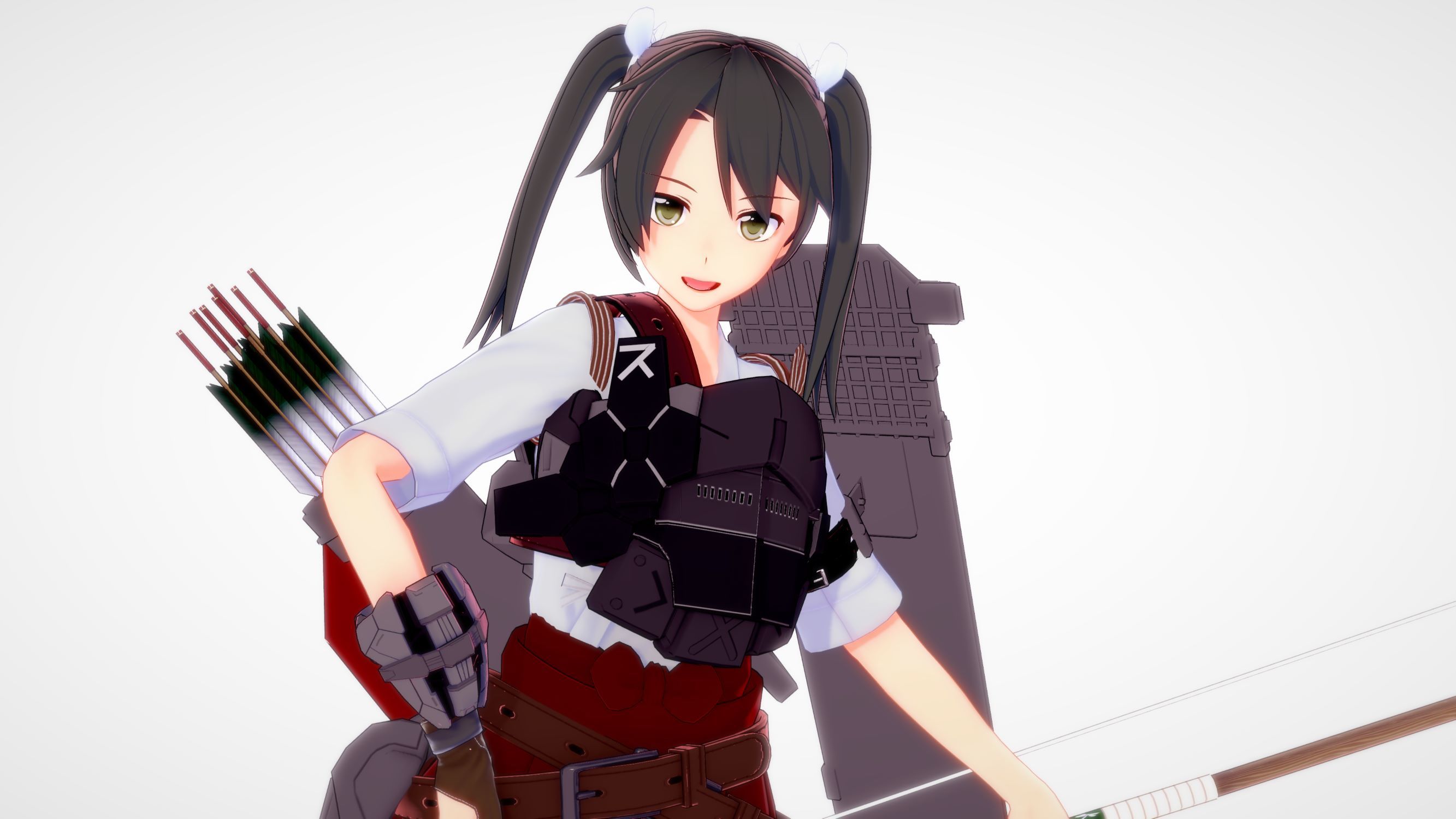 Safebooru - 1girl 3d armor belt bow (weapon) breastplate green eyes ...