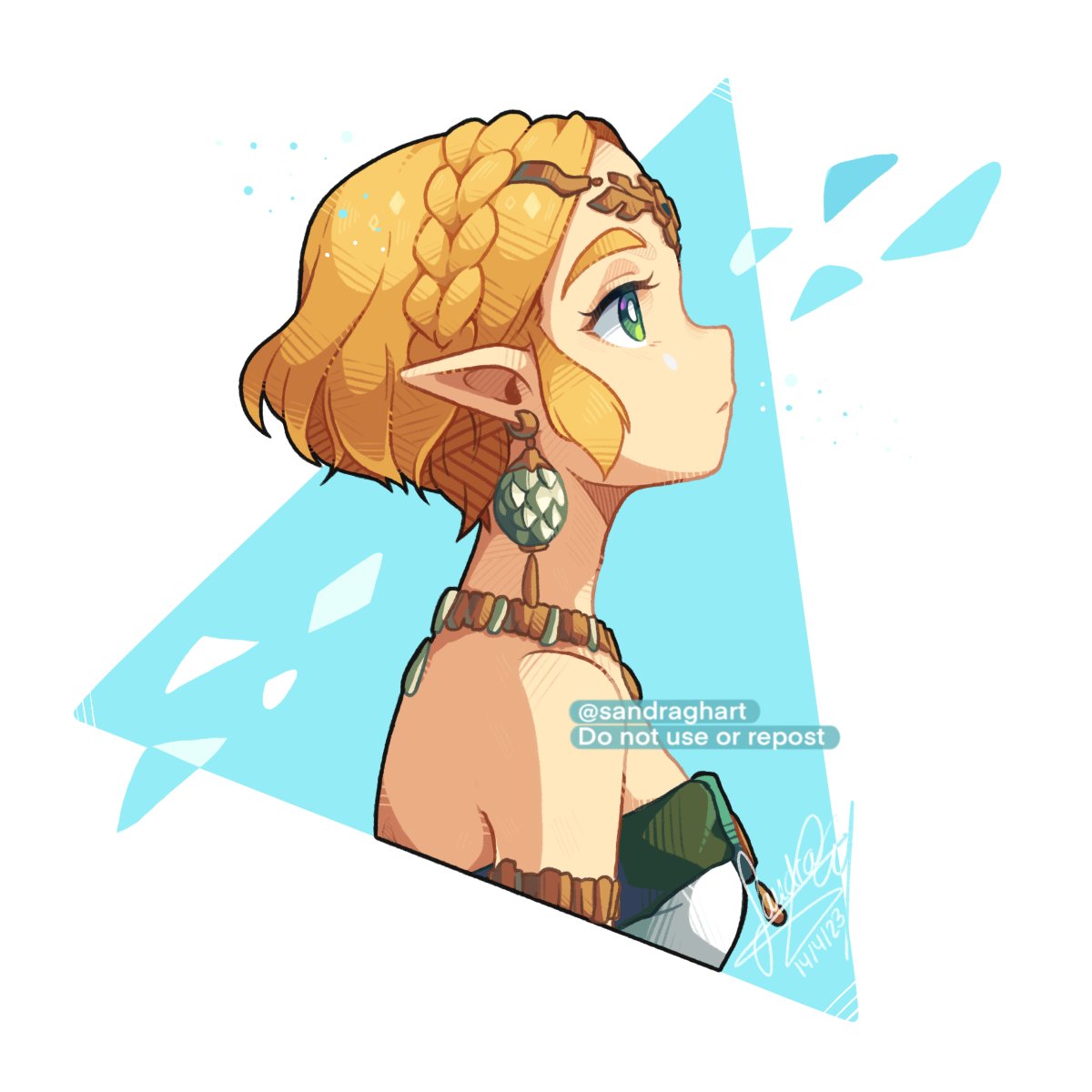 Safebooru - 1girl blonde hair braid breasts cropped torso crown braid dress green eyes hair ...