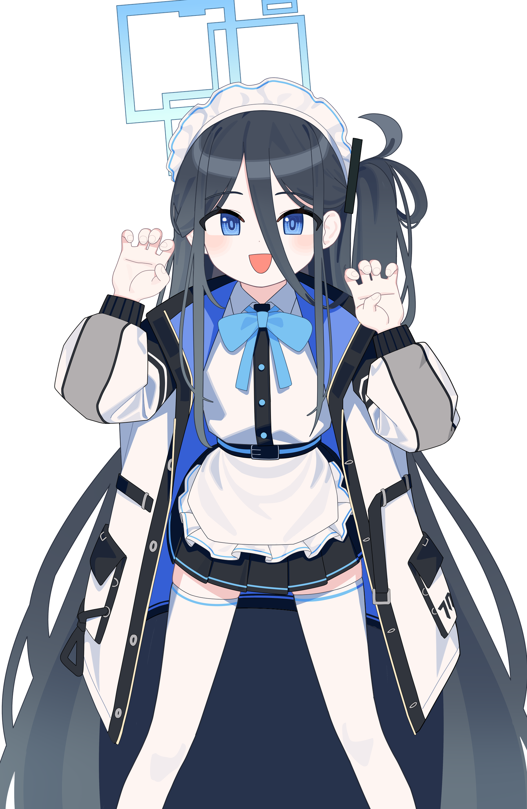 Safebooru - 1girl absurdres apron aris (blue archive) black hair black skirt blue archive blue ...