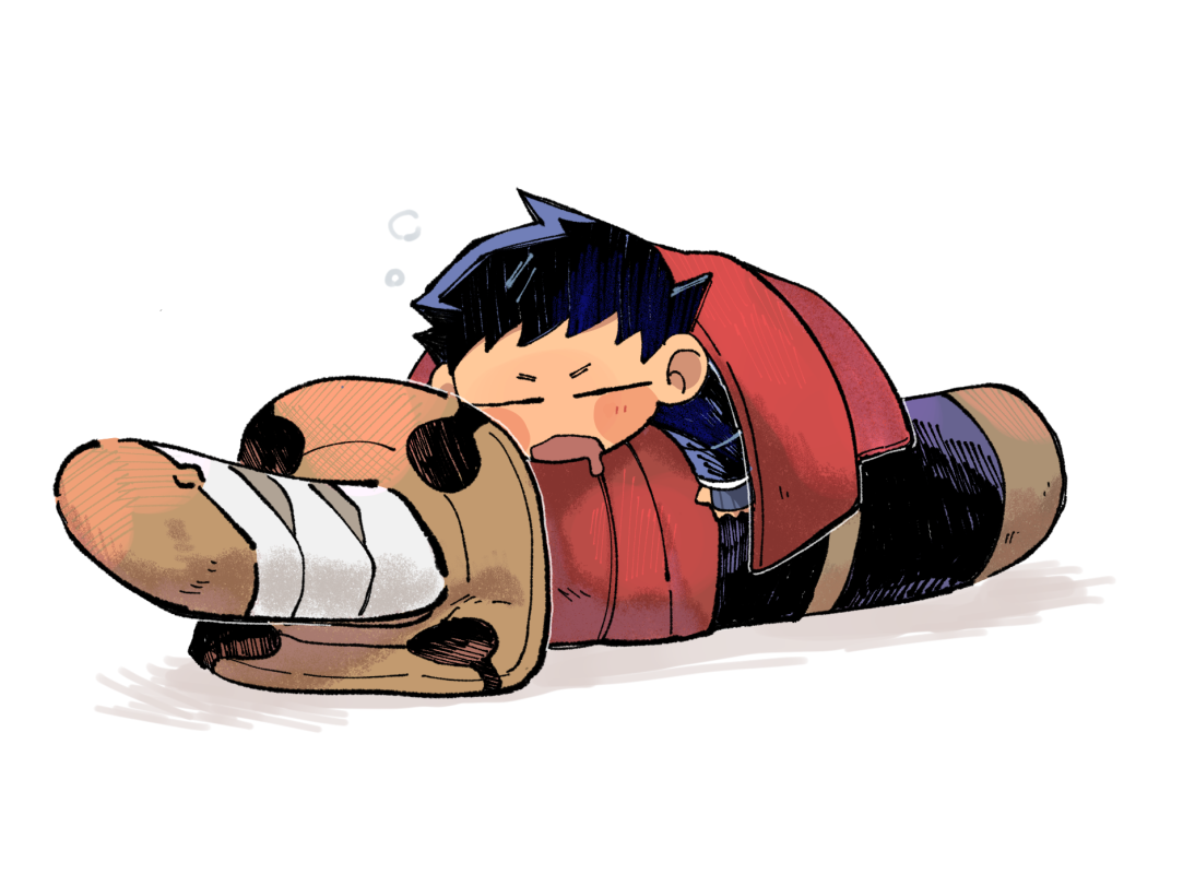 Safebooru - 1boy ace attorney black hair black jacket blanket blush chibi closed eyes drooling ...